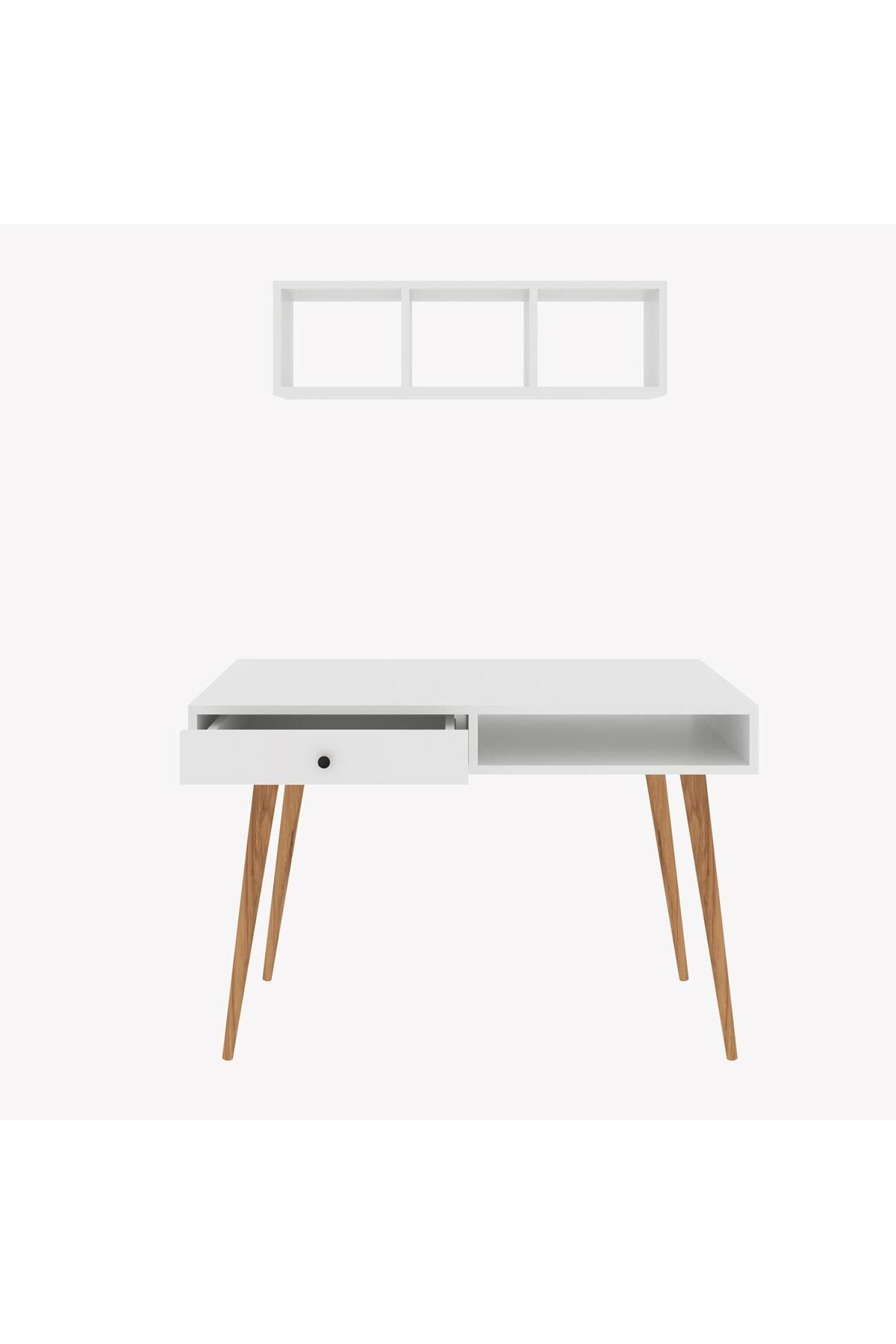 Bimossa V5110 Janus Raflı Çalışma Masası Çekmeceli Beyaz - Fiyatı ...