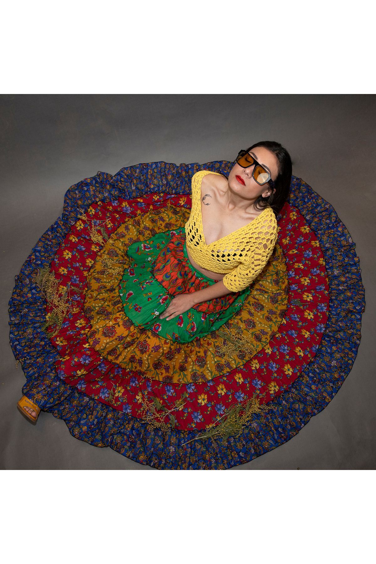 Zeynep Boho Gypsy Karmen Patchwork Bohem Etek - %100 Pamuk Tülbent ...