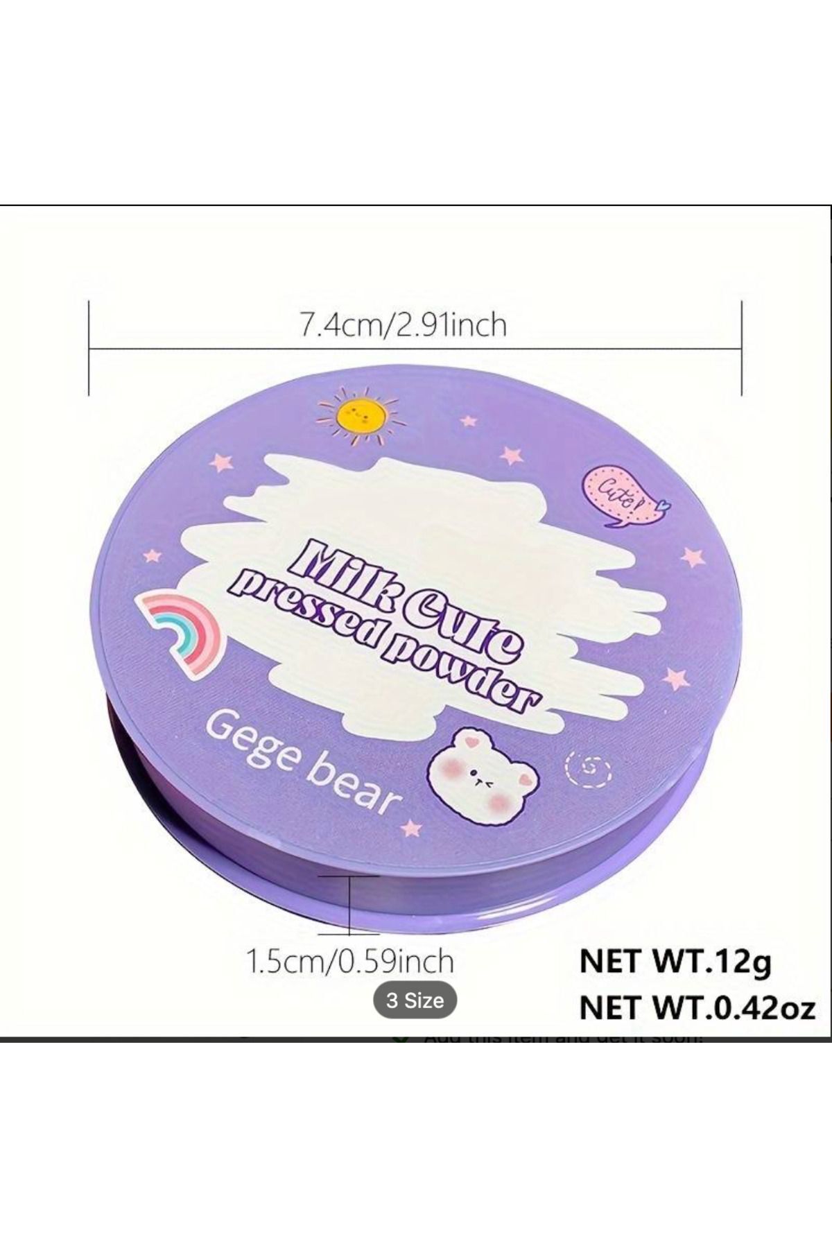 Gege Bear Milk Cute pressed powder, Waterproof Concealer Powder- 03 ...