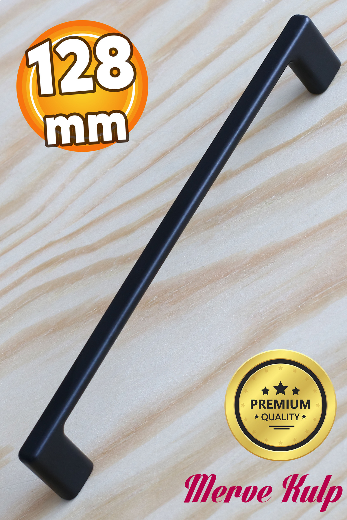 Badem10 Merve Siyah Metal Kulp 128 mm-12.8 cm Mobilya Çekmece Mutfak ...