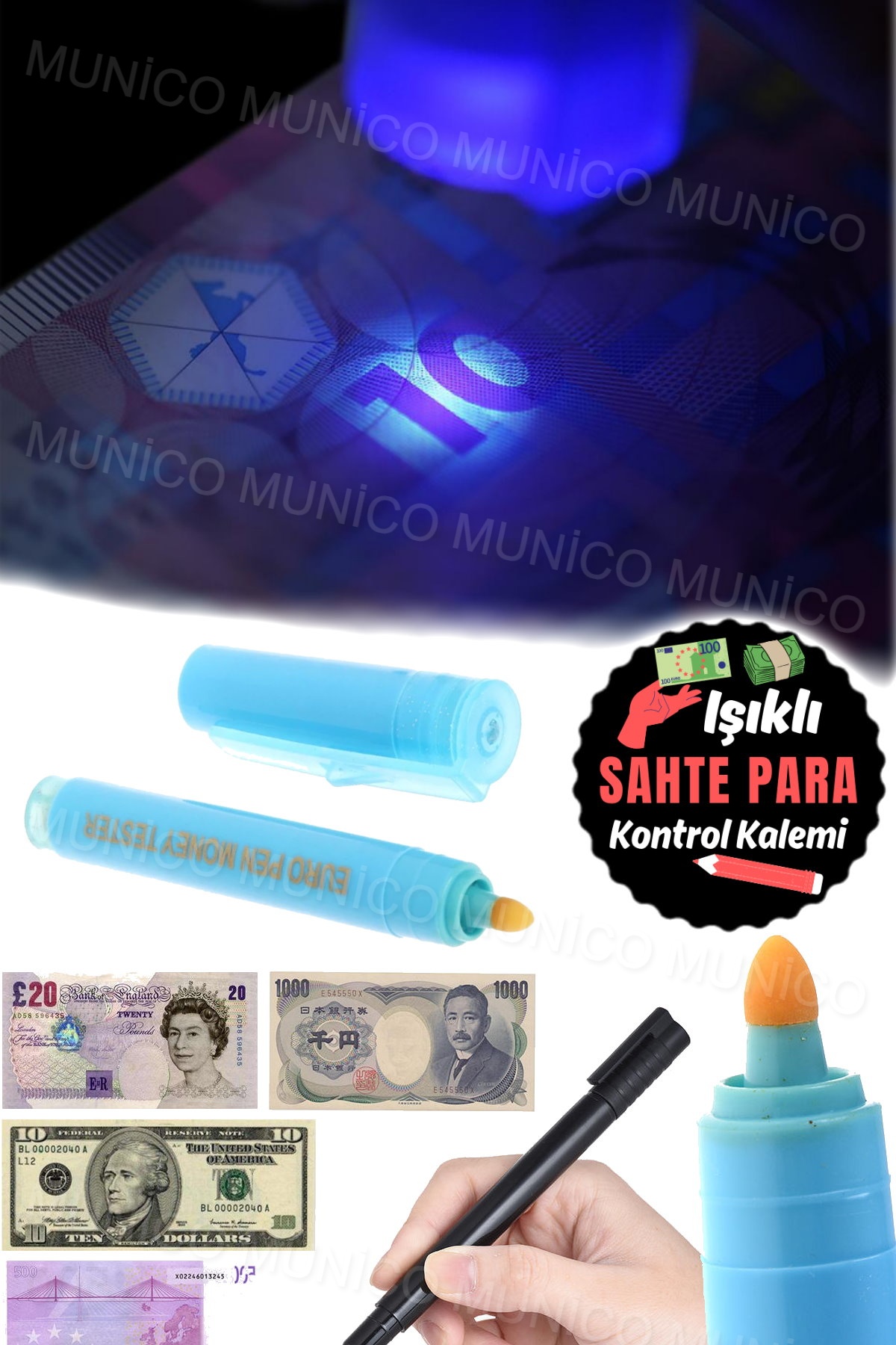 Genel Markalar Mini Banknot Test Cihazı Kalem Para Nakit Euro Dolar ŞIK ...