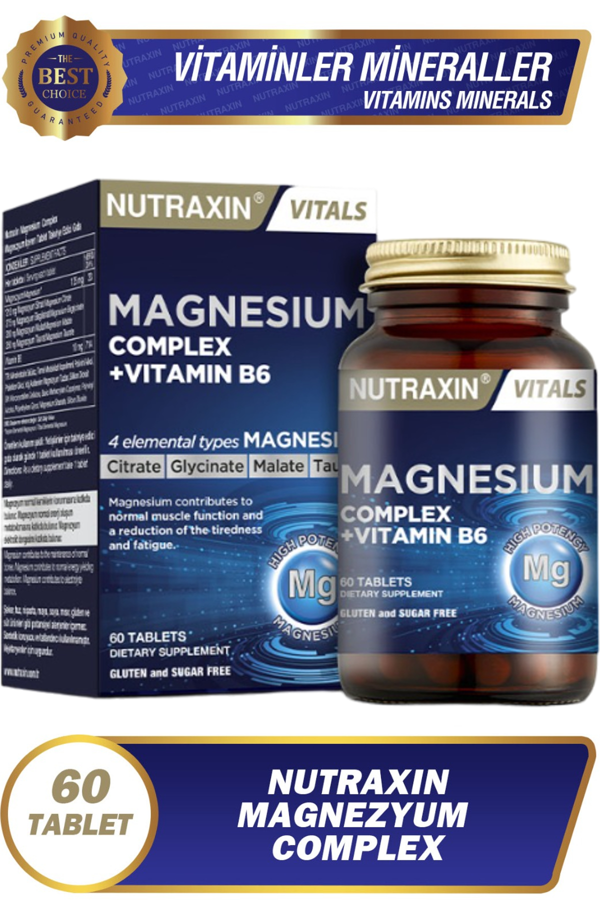 Nutraxin Magnezyum Complex 60 Adet Tablet 125 Mg - (Bisiglinat-Taurat ...