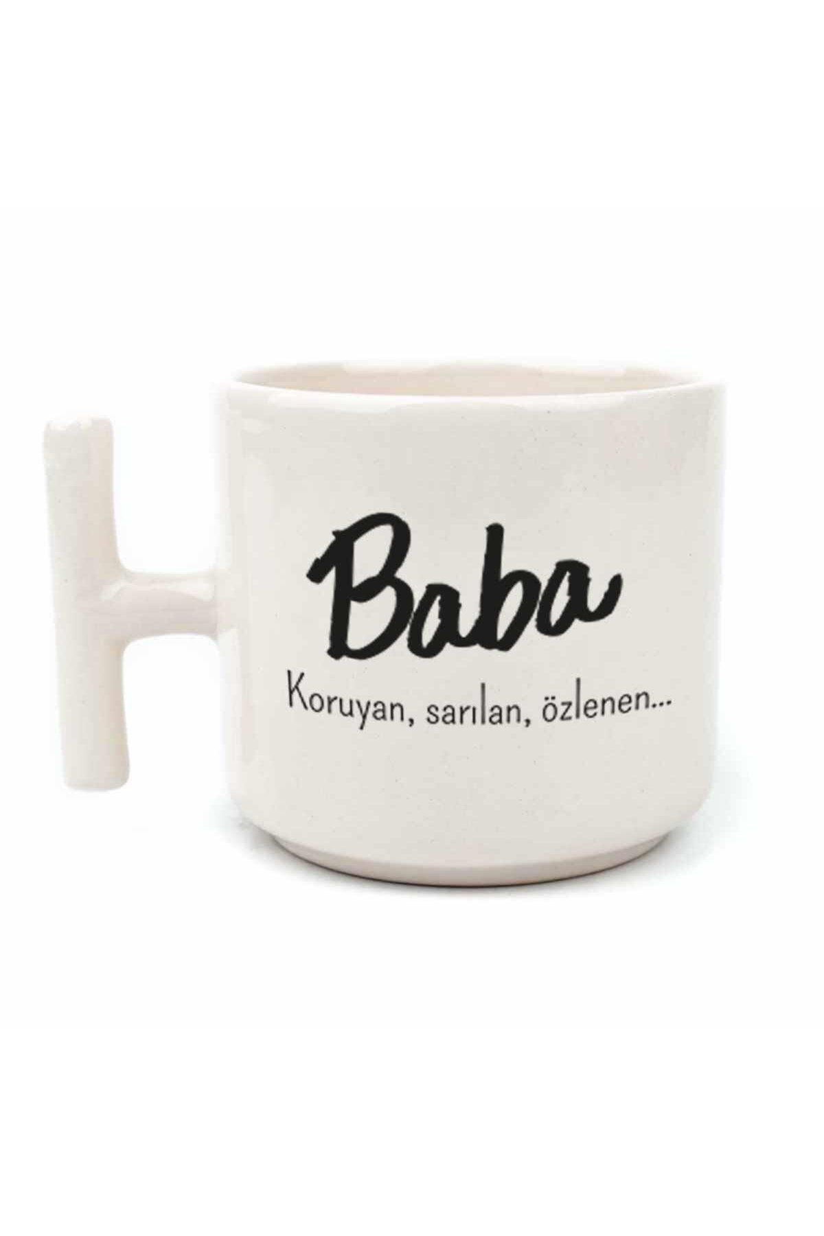 Palto Tasarım Baba El Yapımı Krem Parlak Kupa - Hediye Seramik Kupa ...