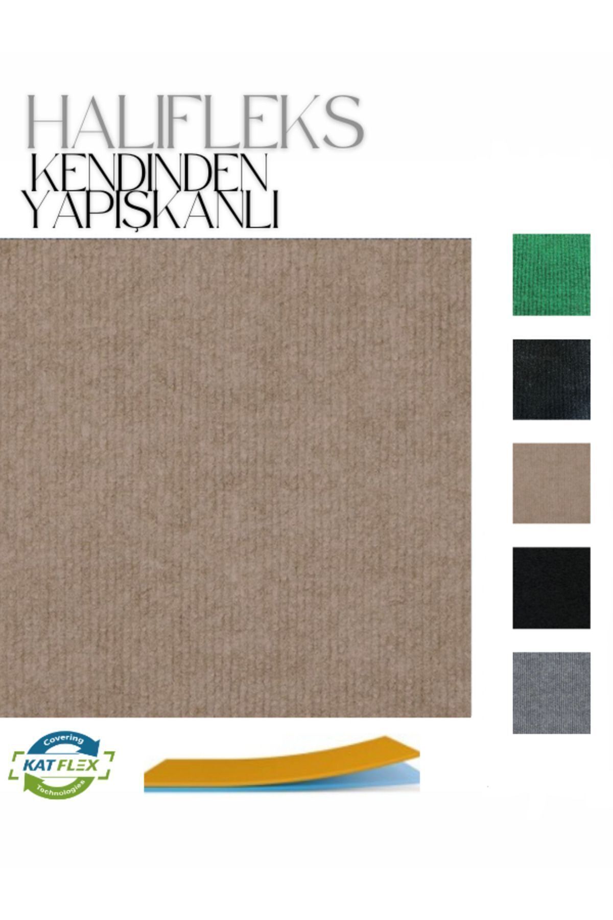 KatFlex Halıflex Kendinden Yapışkanlı Duvardan Duvara Bej Halıfleks Rip ...