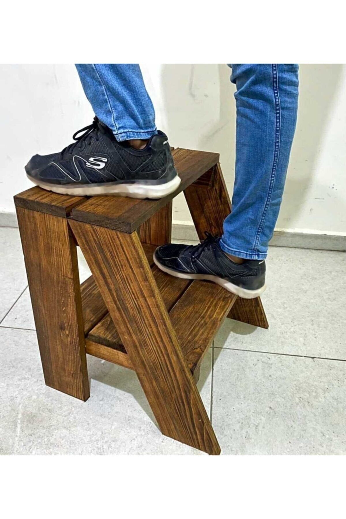 NATURAL WOOD WORKING Natural Wood Work Ahşap Tabure Basamaklı Merdiven ...