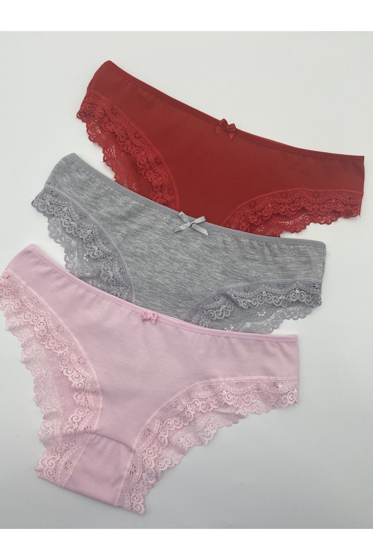 MİSS ELİZZA 100101-dantelli Bikini Pembe, Gri, Kırmızı 3 Adet - Fiyatı ...