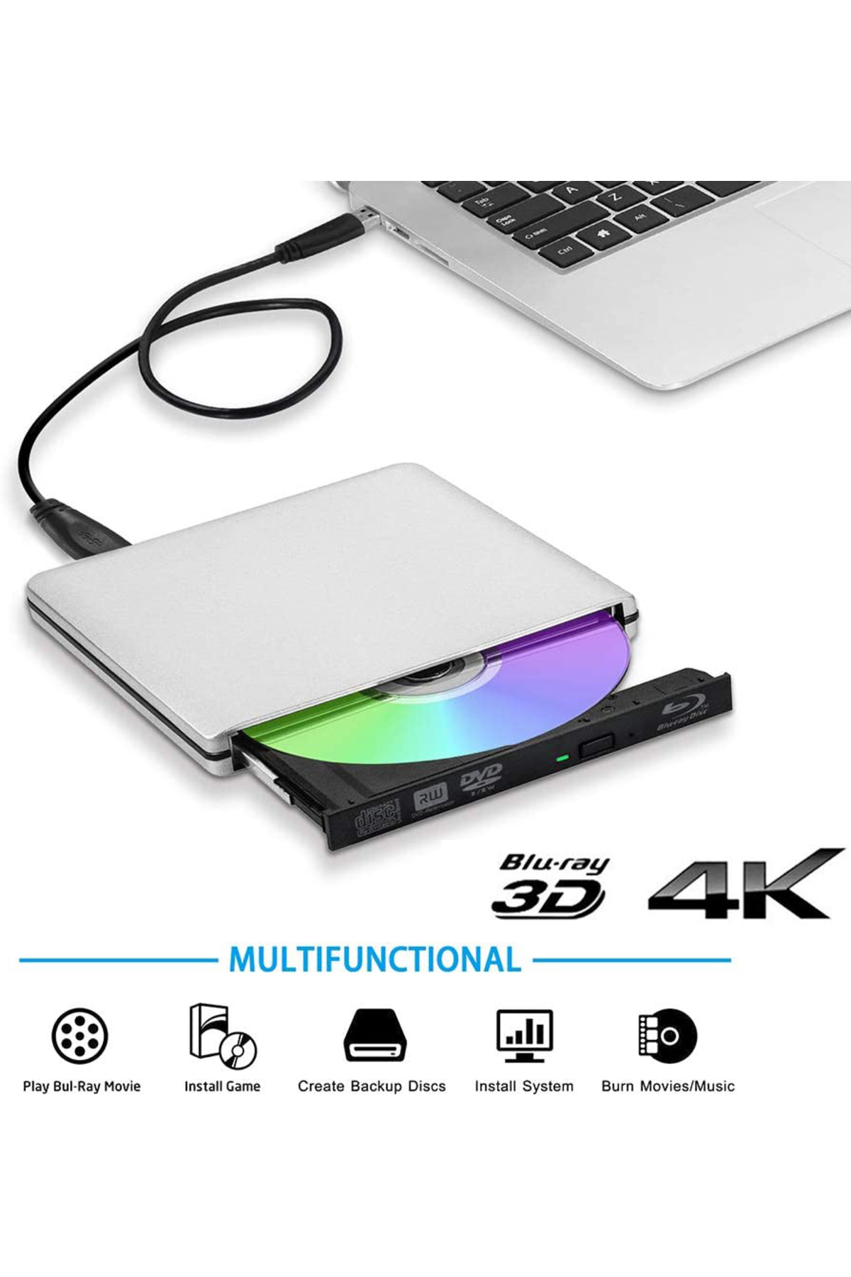 Choice UHD 4K Blu-Ray Burner USB3.0 External Optical DVD Drive Recorder ...