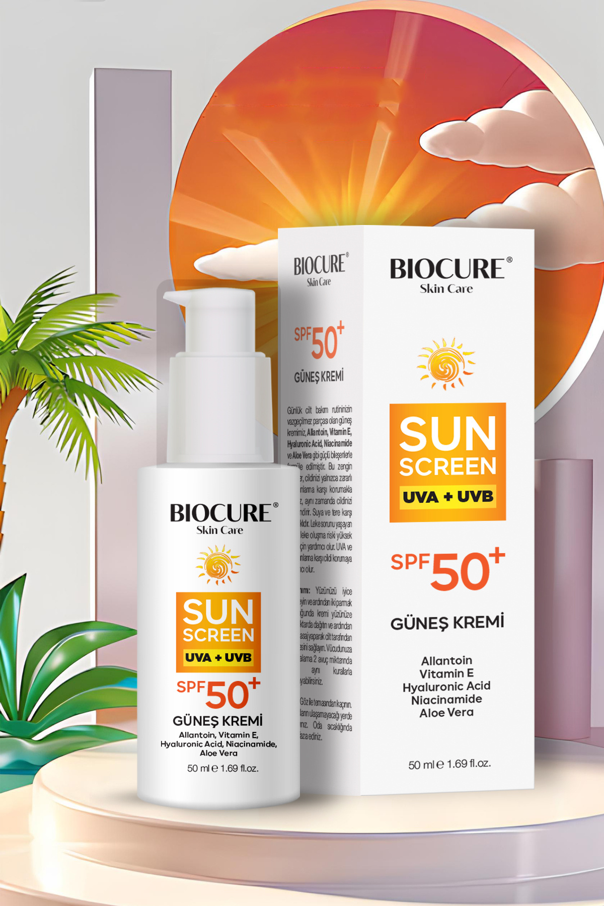 Biocure Face Protection SPF 50+ Güneş Koruyucu Krem UVA + UVB Koruyucu ...