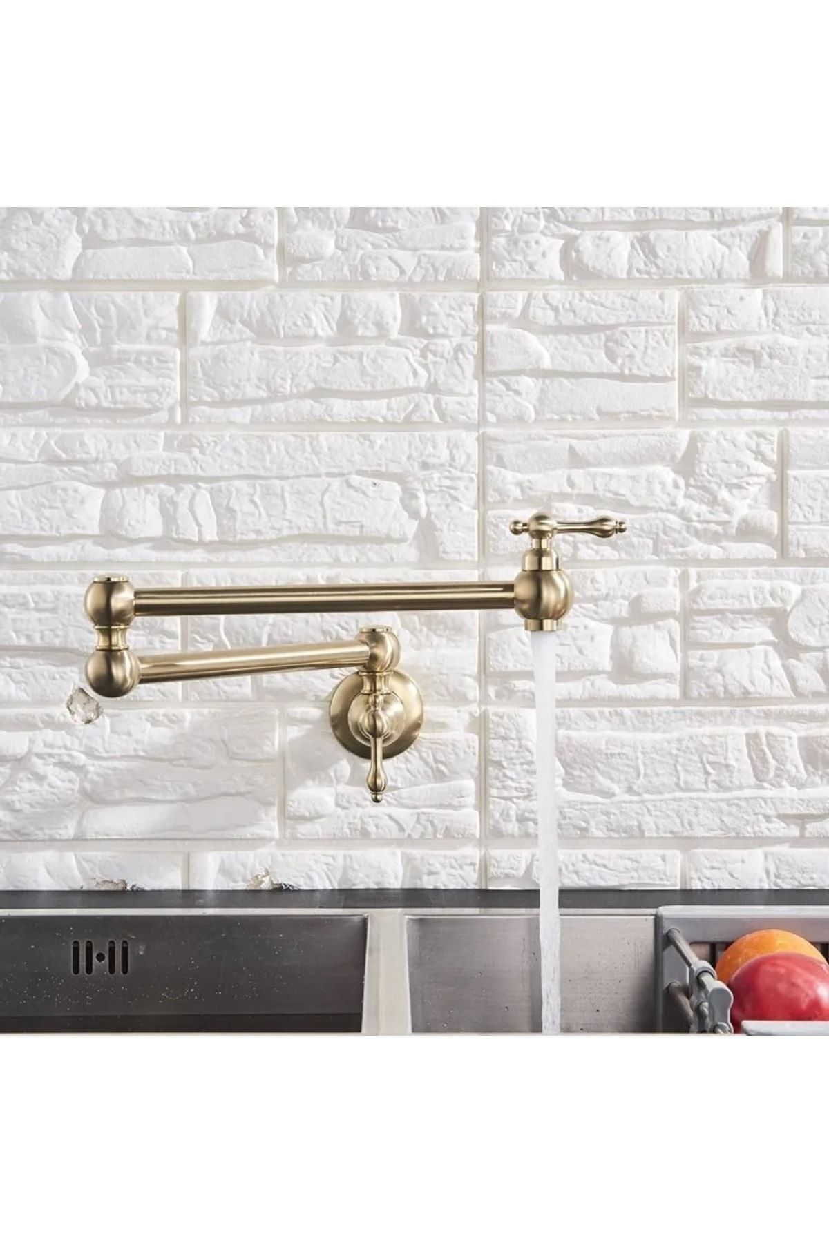 OEM Mutfak Ocak Üstü Musluk Pot Yeni Model Fırçalanmış Mat Gold Antik ...