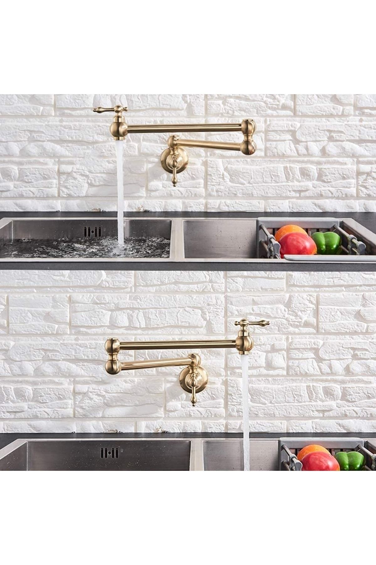 OEM Mutfak Ocak Üstü Musluk Pot Yeni Model Fırçalanmış Mat Gold Antik ...