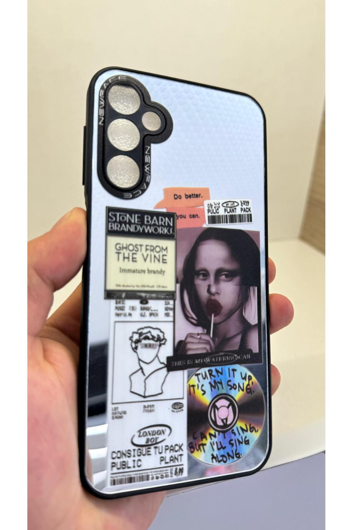 Sphone Samsung Galaxy A24 Kılıf Aynalı Desenli Casetify Renkli 3D Yazılı Resimli Figür Emoji ...