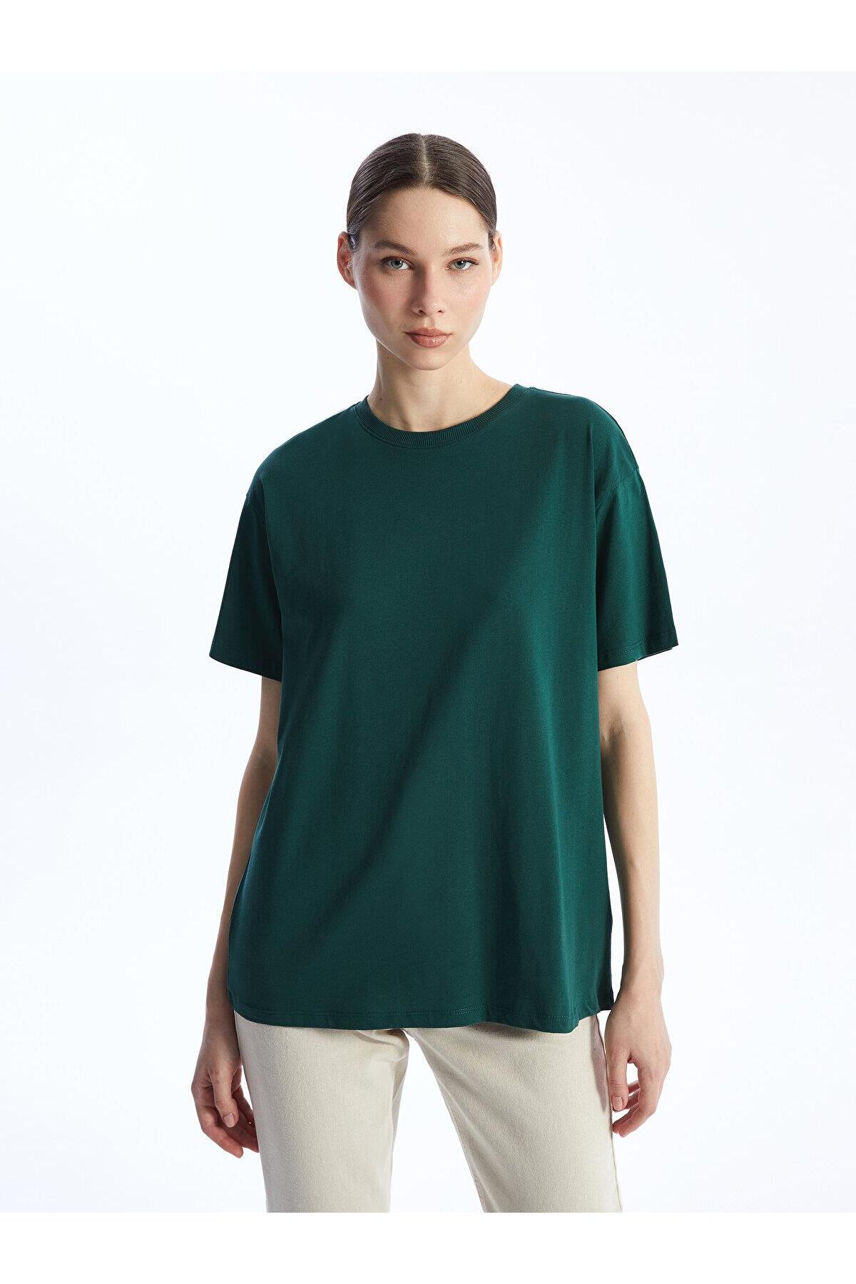 LC Waikiki LCW Modest Bisiklet Yaka Düz Kısa Kollu Kadın Tişört Fiyatı ...