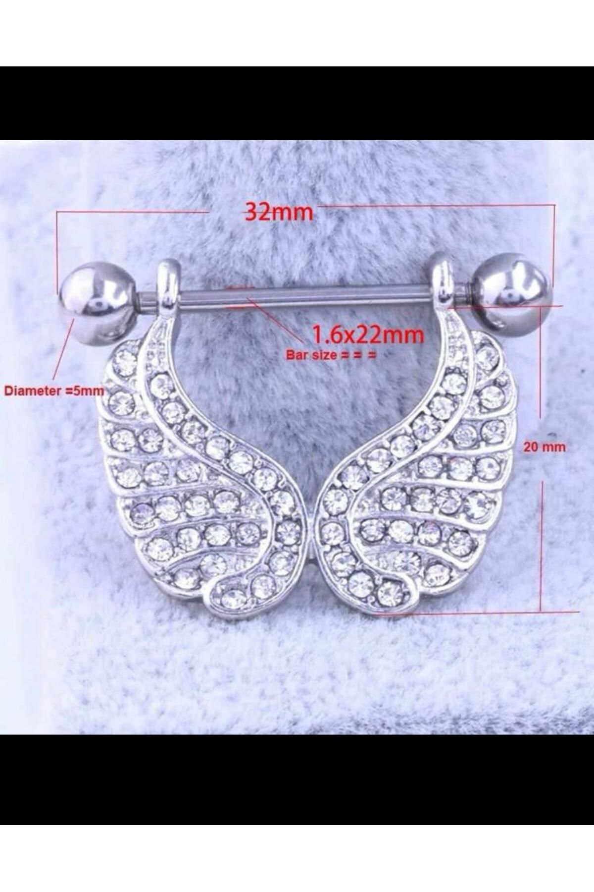 Arescollection MELEK KANATLI MEME UCU NİPPLE PİERCİNGİ ( 1 ADET ...