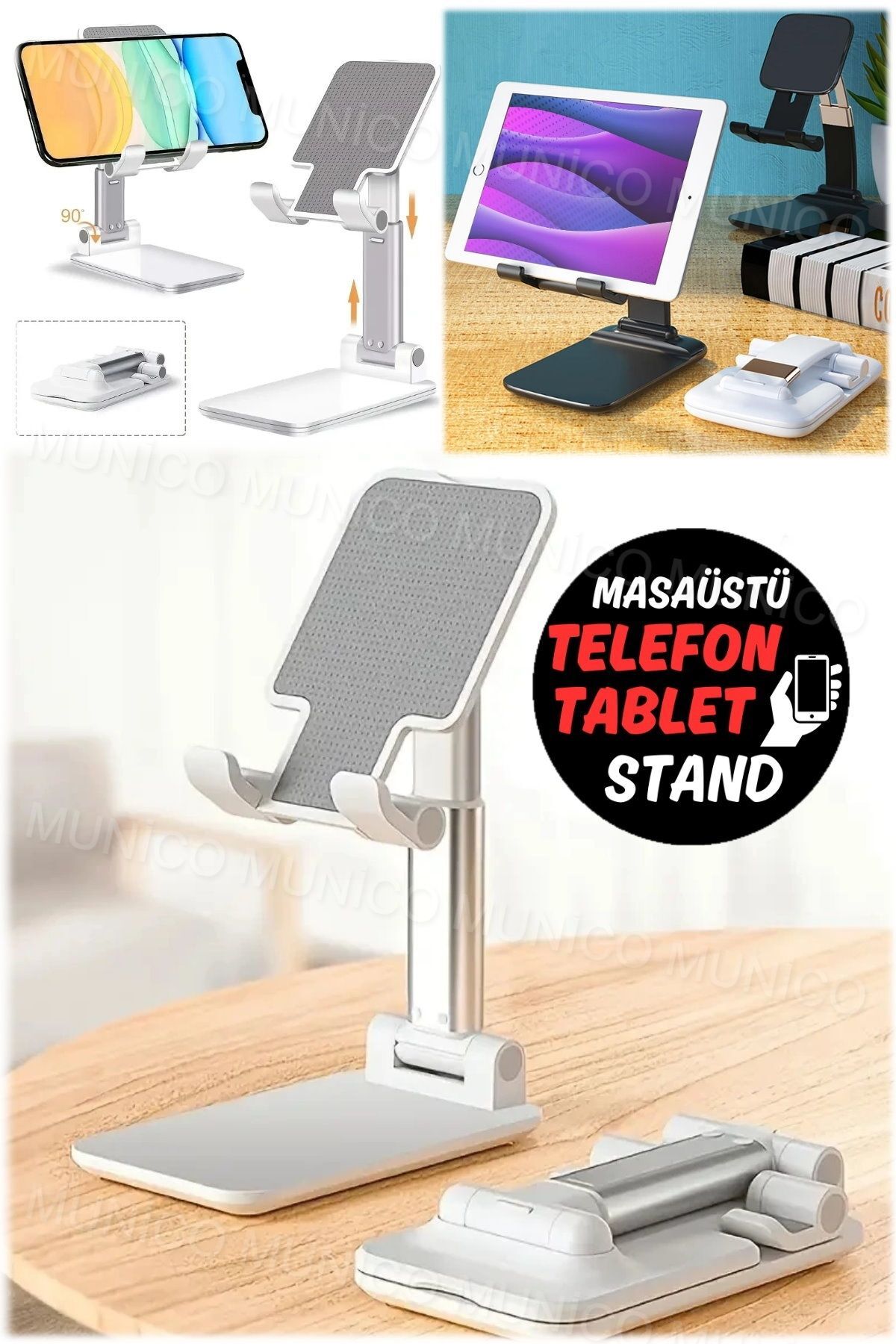 Munico Ayarlanabilir Telefon ve Tablet Masa Stand Katlanabilir Metal ...