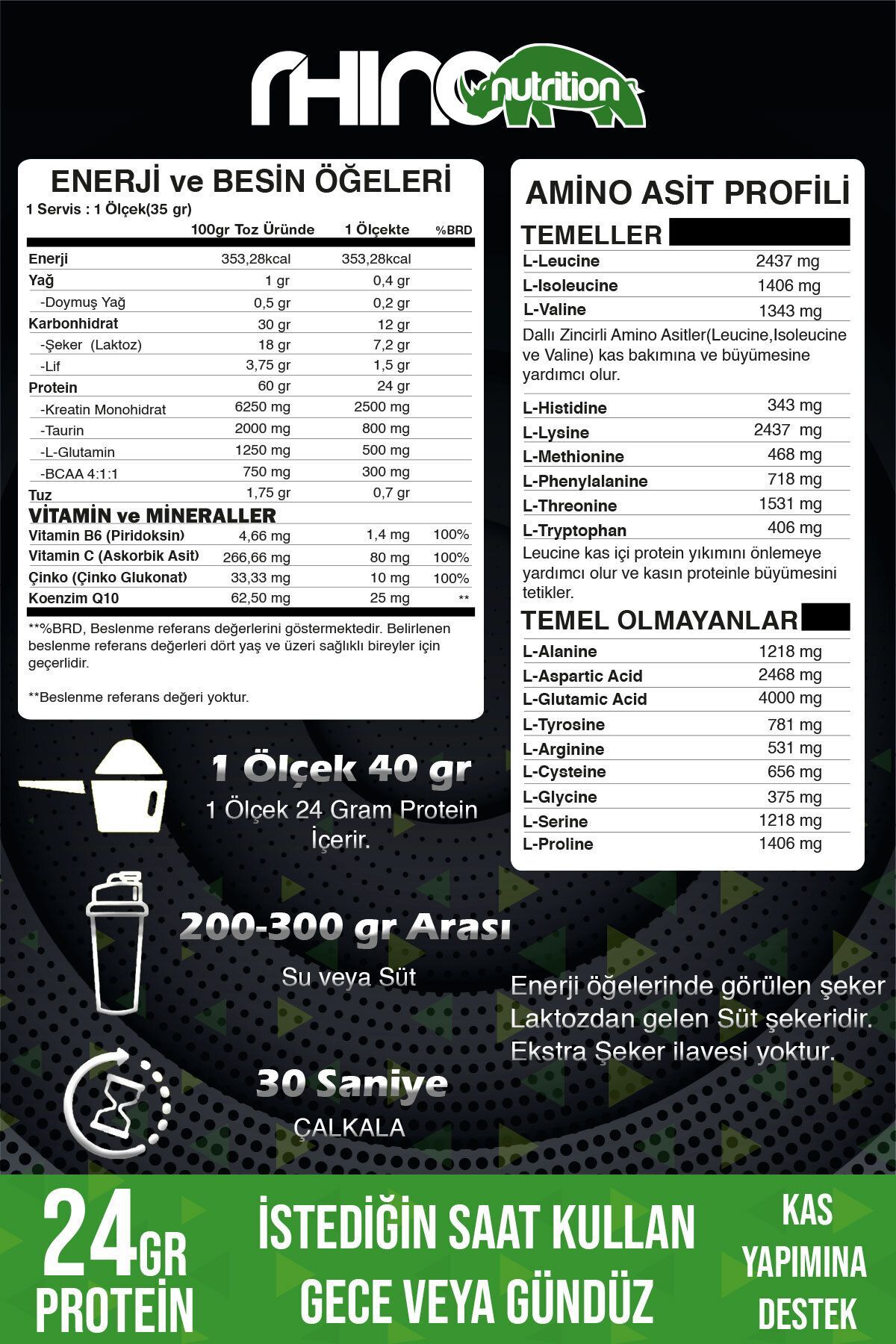 Rhino Nutrition Whey Protein Tozu - 1000gr - Kurabiye Aromalı Fiyatı ...