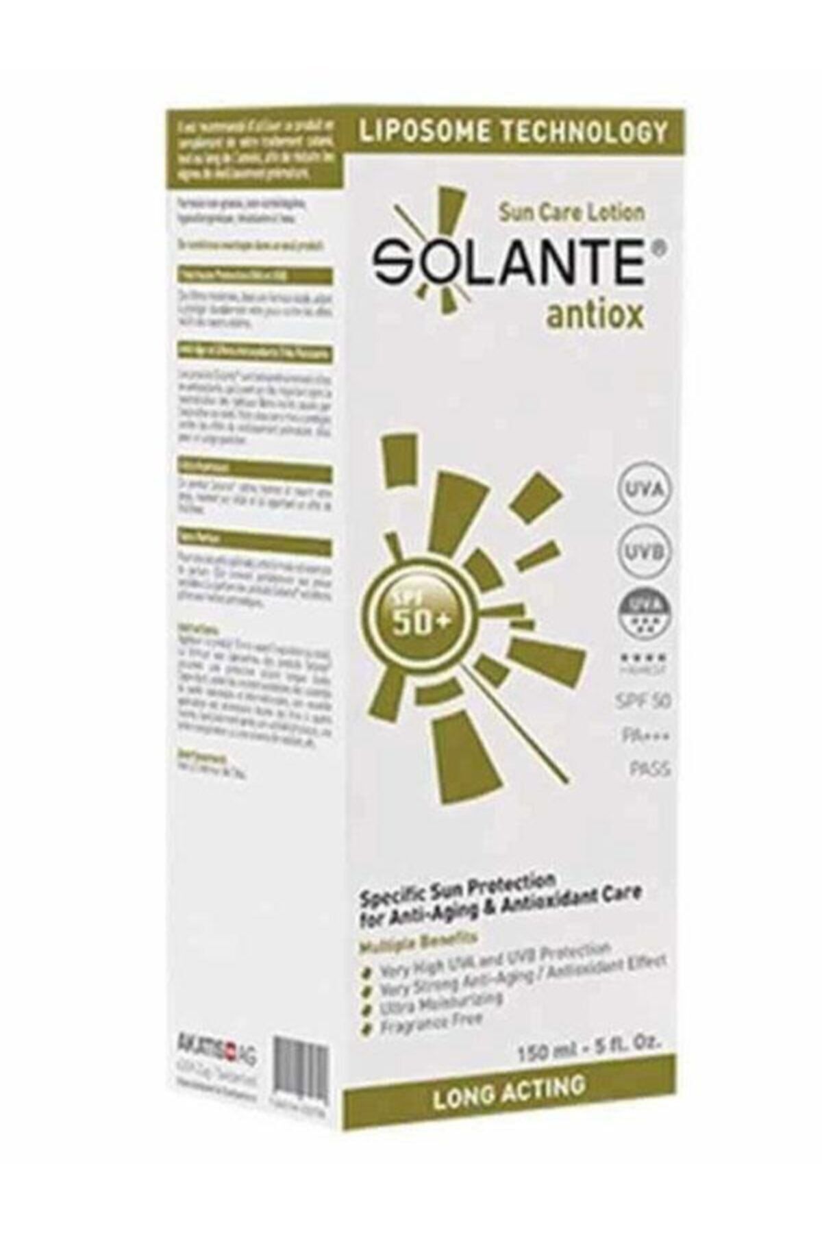 Solante Antiox Spf50+ Güneş Koruyucu Losyon 150ml | Yaşlanma Karşıtı ...