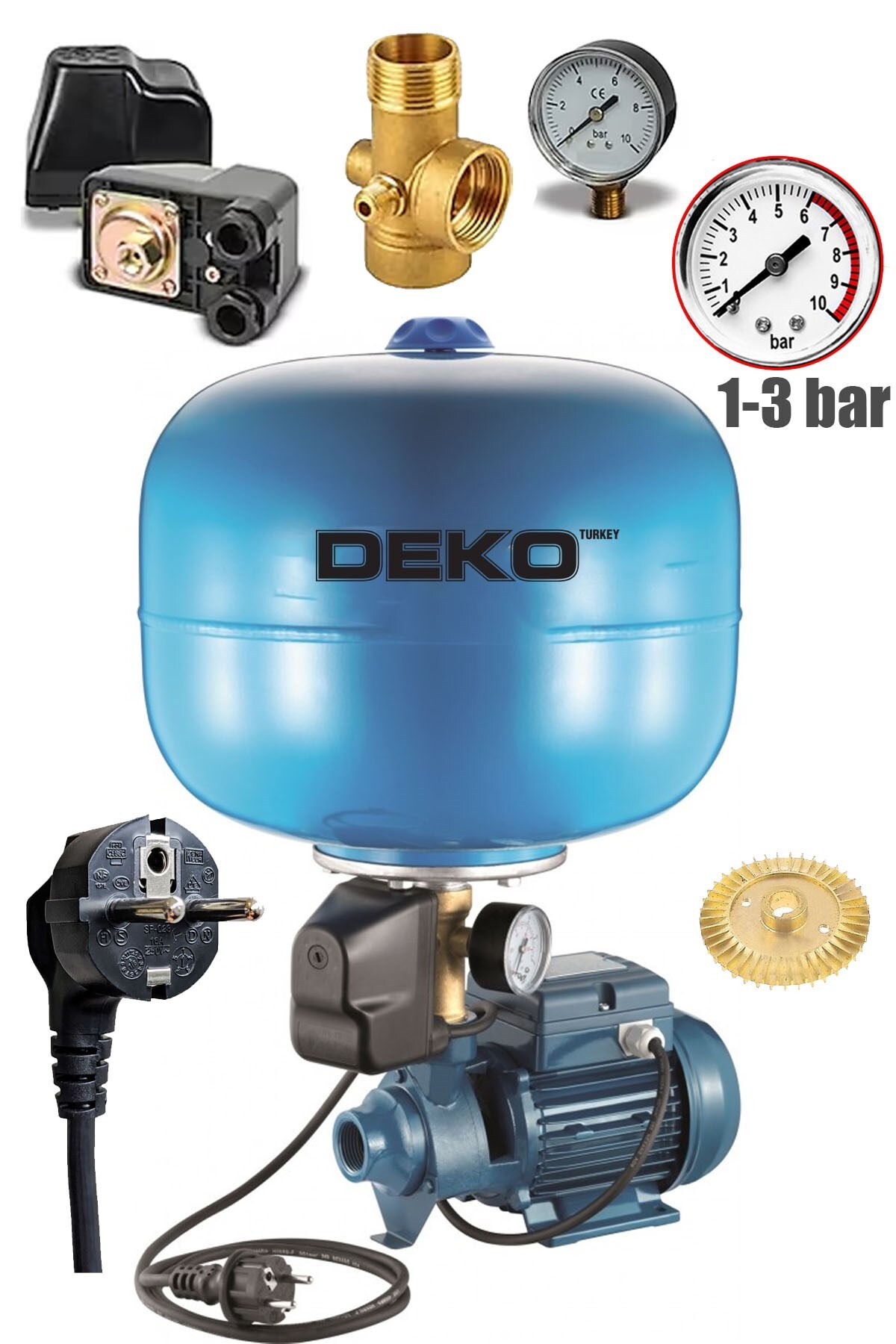 DEKO TURKEY 24Lt Paslanmaz Tank + Hidrofor Motoru 2 Kat 2 Daire Paket ...