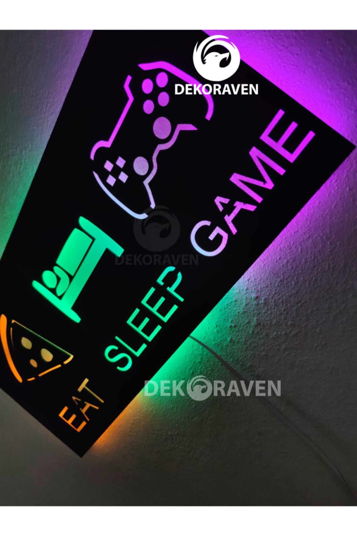 dekoraven Gamer Led Işıklı Ahşap Tablo - Eat Sleep Game Fiyatı ...