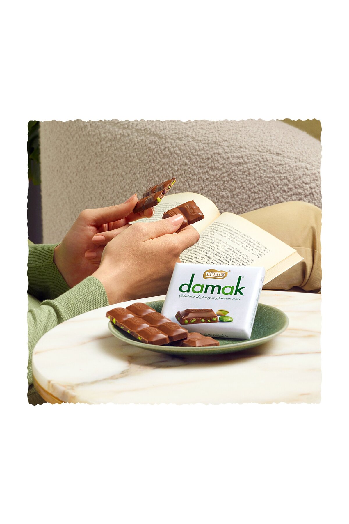 Damak Nestlé Palate Milk Square Chocolate with Pistachio 60g- Trendyol