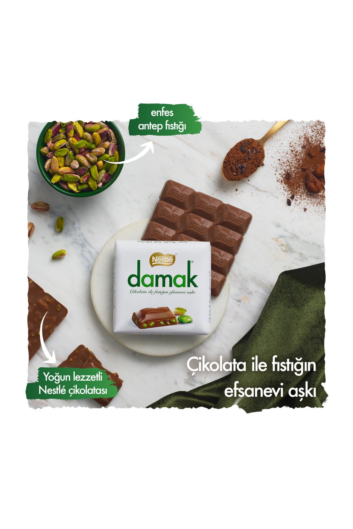 Damak Nestlé Damak Antep Fıstıklı Sütlü Kare Çikolata 60g Fiyatı ...
