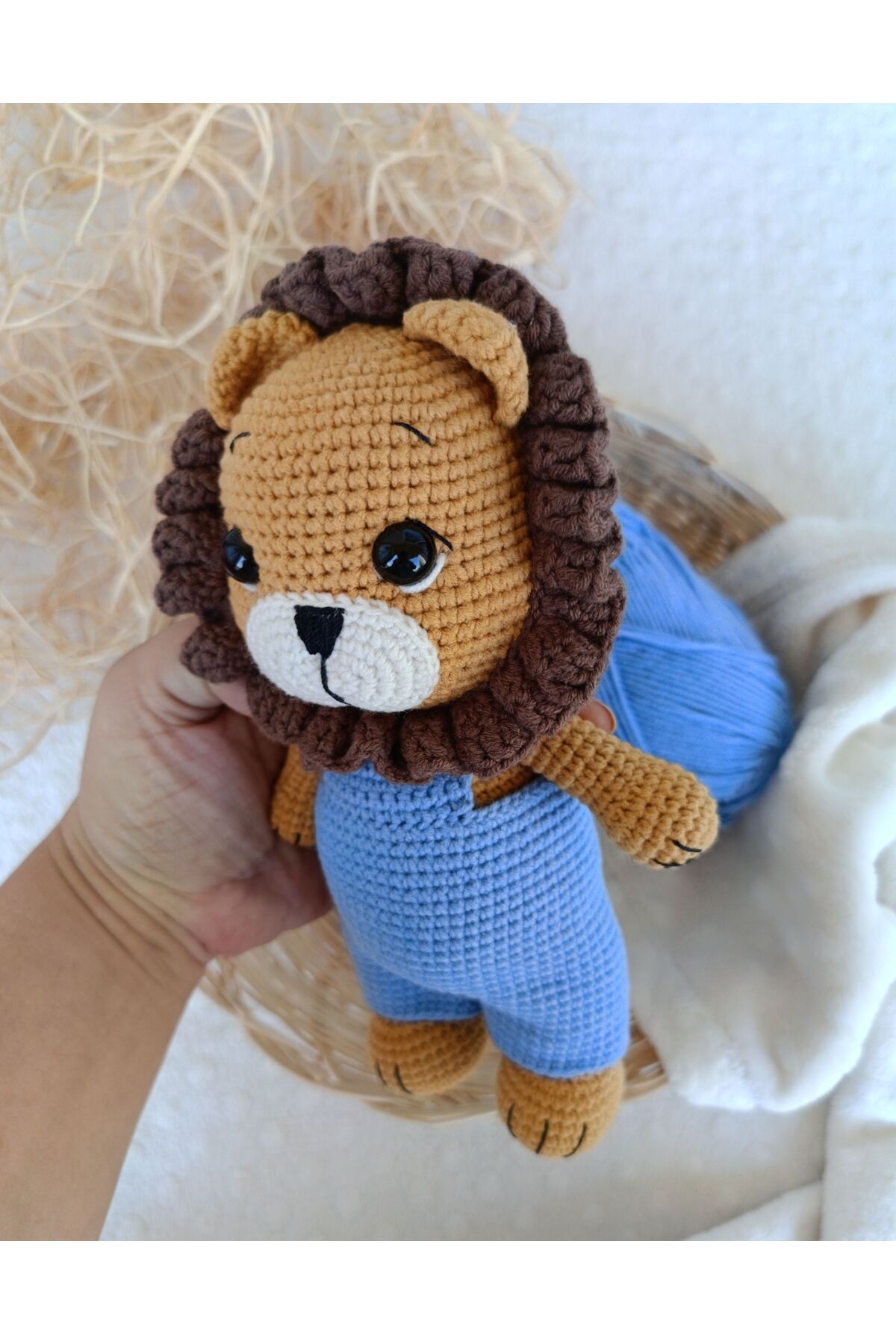 ev atölyem Amigurumi mavi tulumlu aslan max Fiyatı, Yorumları - Trendyol