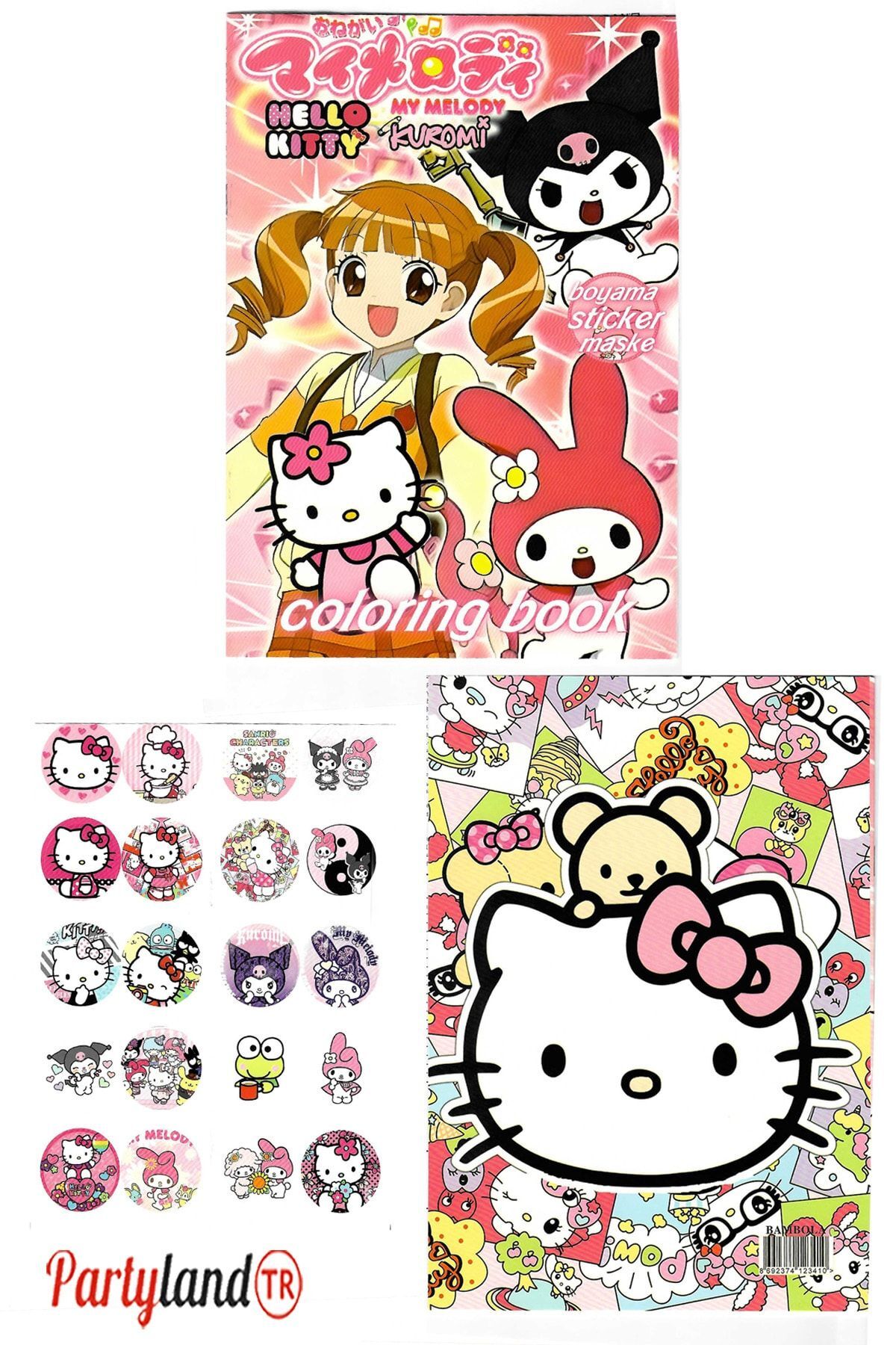 PartylandTR Hello Kitty Boyama Kitabı 3'lü (boyama , Sticker , Arka ...