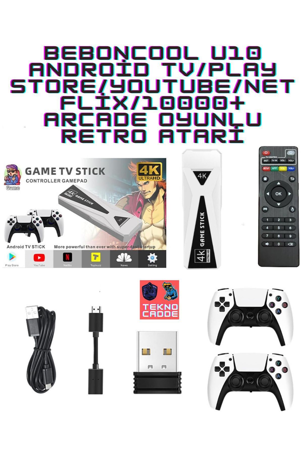 beboncool U10 Netflix Youtube Google Android TV BOX/10000+ OYUN Retro Arcade Oyun Konsolu Atari ...