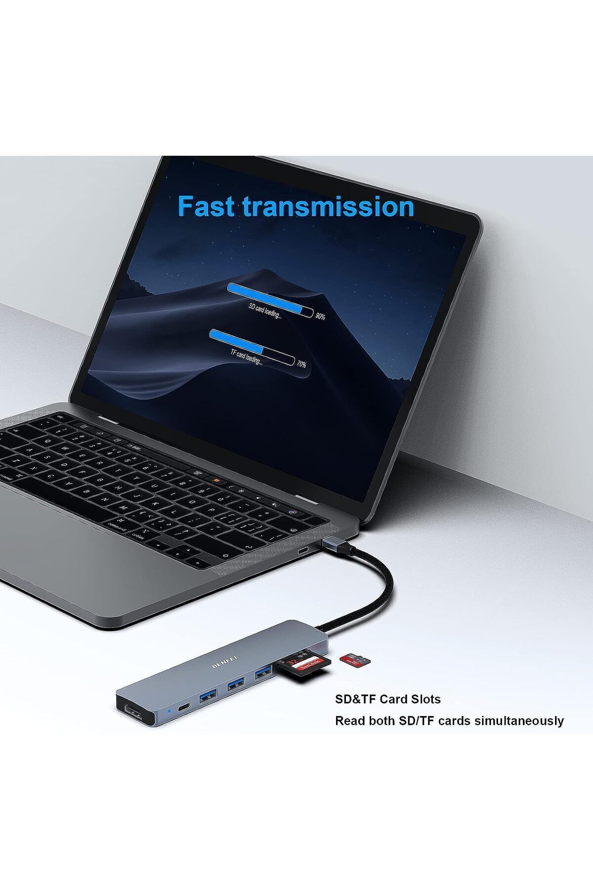 BENFEI USB C - HDMI, USB Tip C Hub, 2 Port USB-C - USB, USB C - SD/TF ...