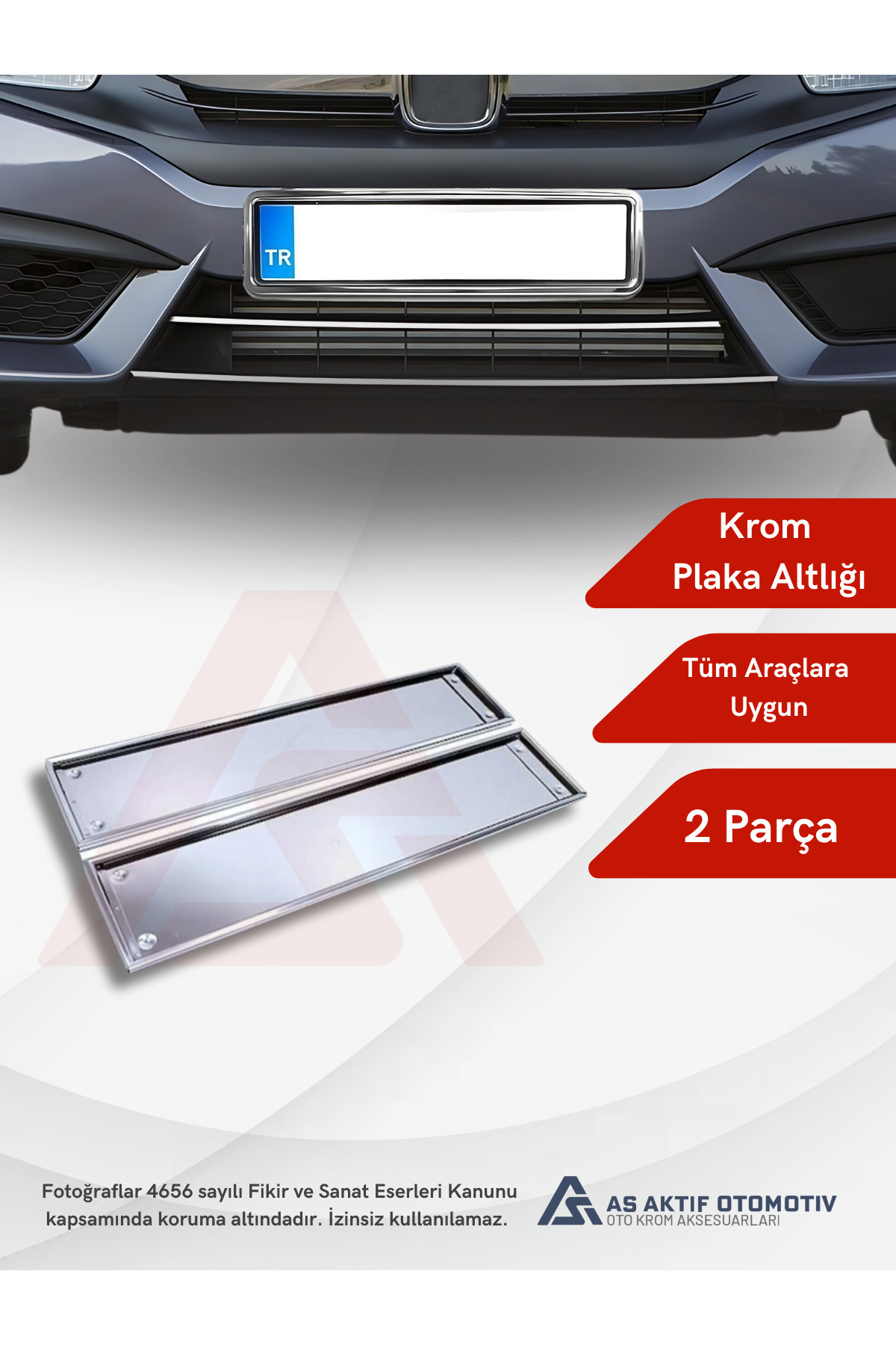 as aktif otomotiv oto krom aksesuarları Plaka Altlığı Krom Paslanmaz ...