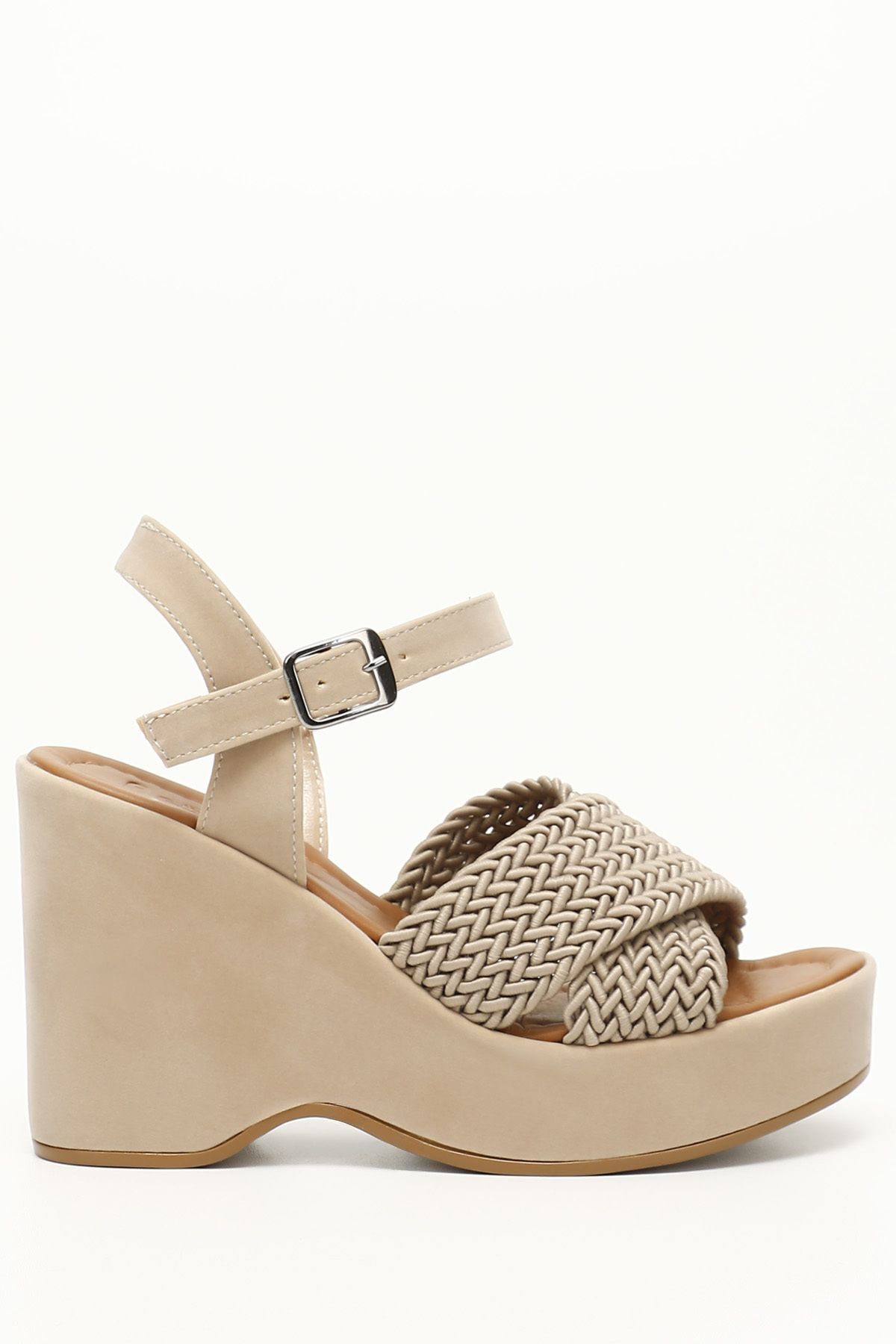 GÖNDERİ(R) Sandale de damă tricotate cu talpă cu pană Mink Heart 49997 ...