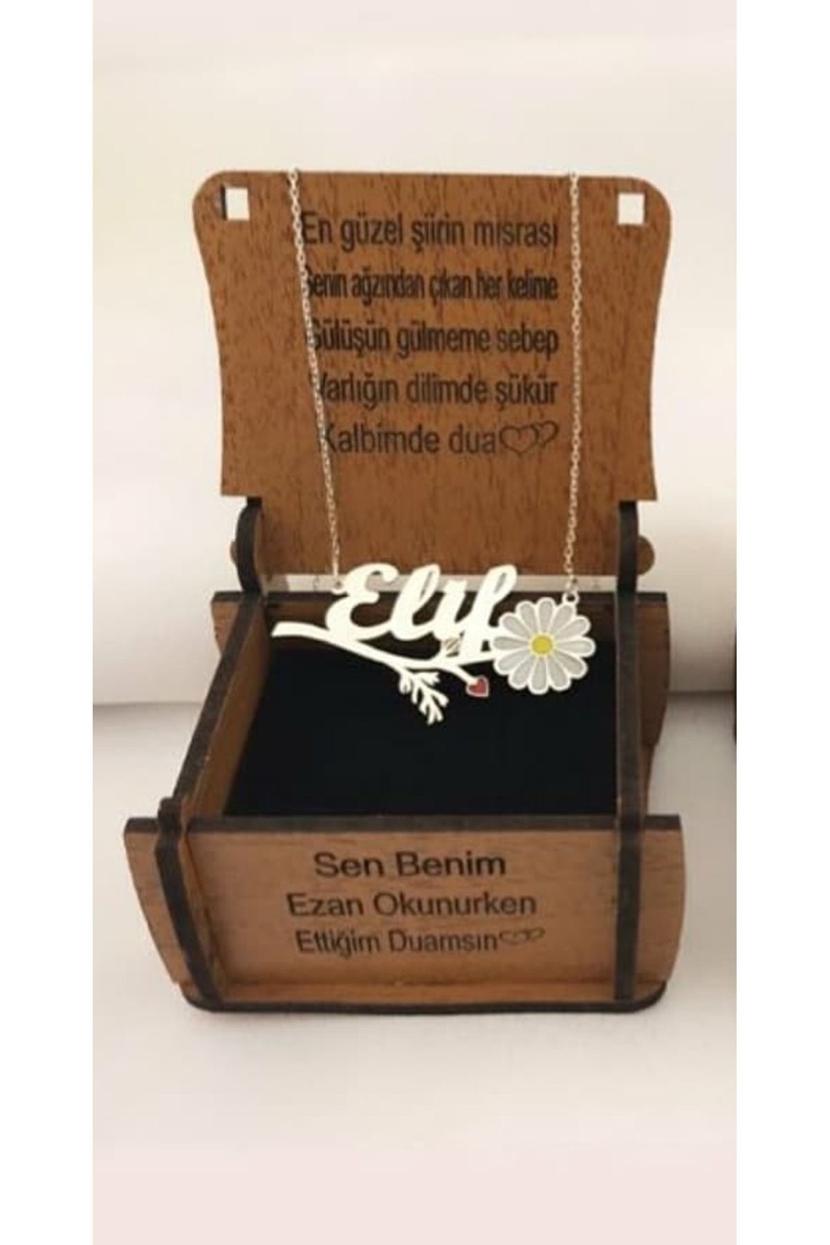 vogutima Elif Yazılı Papatya Isim Kolye 925 Gümüş • Işıklı Kutuda ...