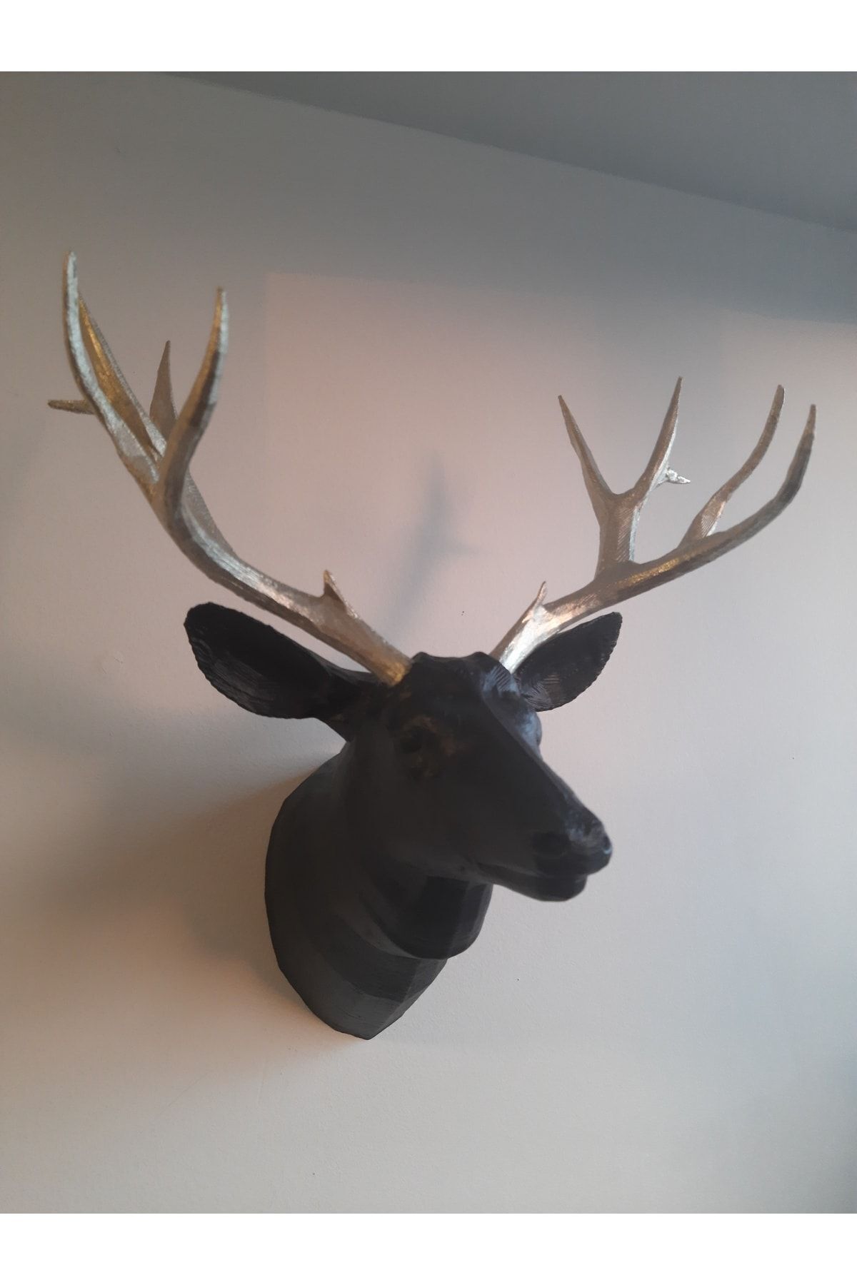 EYA STUDİO Geyik Kafası Duvara Asmalık -yılbaşı Kış Dekorasyonu Siyah ...