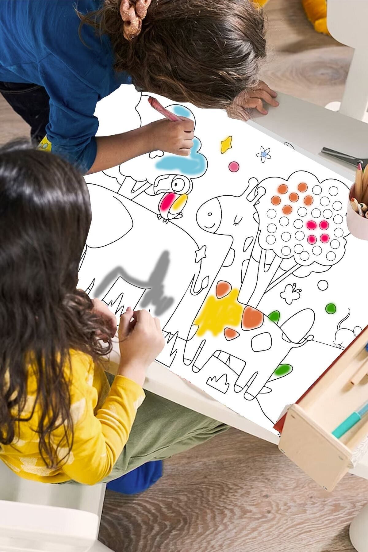 PopŞeker Sevimli Dostlar - Hayvanlar Alemi - Dev Boyama Kağıdı - Boyama Rulosu - Büyük Boy 5 ...