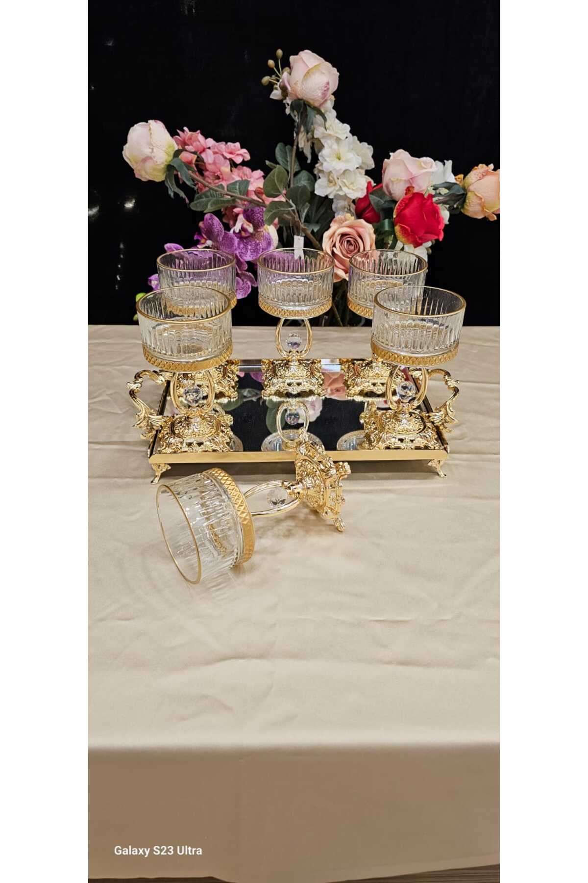 MaviDamla 7 PARÇA DÖKÜM AYAKLI TEPSİLİ DONDURMA CUP LARIMIZ GOLD Fiyatı ...