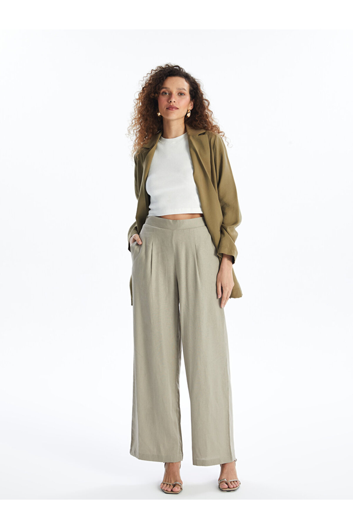 LC Waikiki LCW Beli Lastikli Düz Keten Karışımlı Kadın Pantolon Fiyatı ...