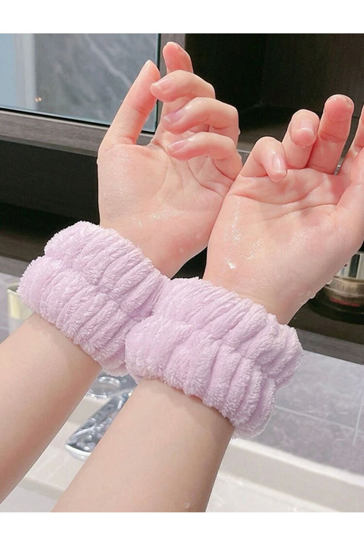 SHEIN 2 Adet Mor Renkli Su Emici Havlu Bileklik Ve Yüz Yıkama Kol Bandı ...