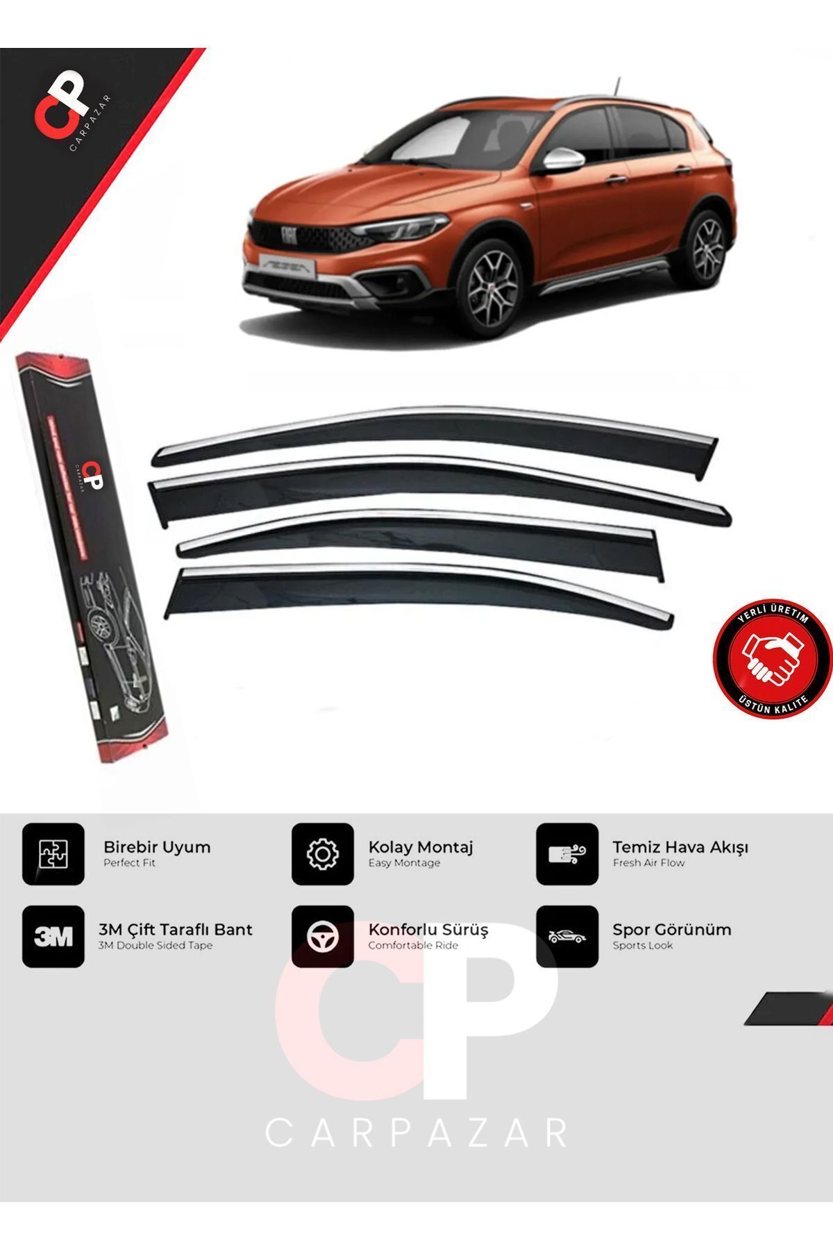 CARPAZAR Fiat Egea Cross Krom Cam Rüzgarlığı Tüm Yıllar Fiyatı, Yorumları - Trendyol