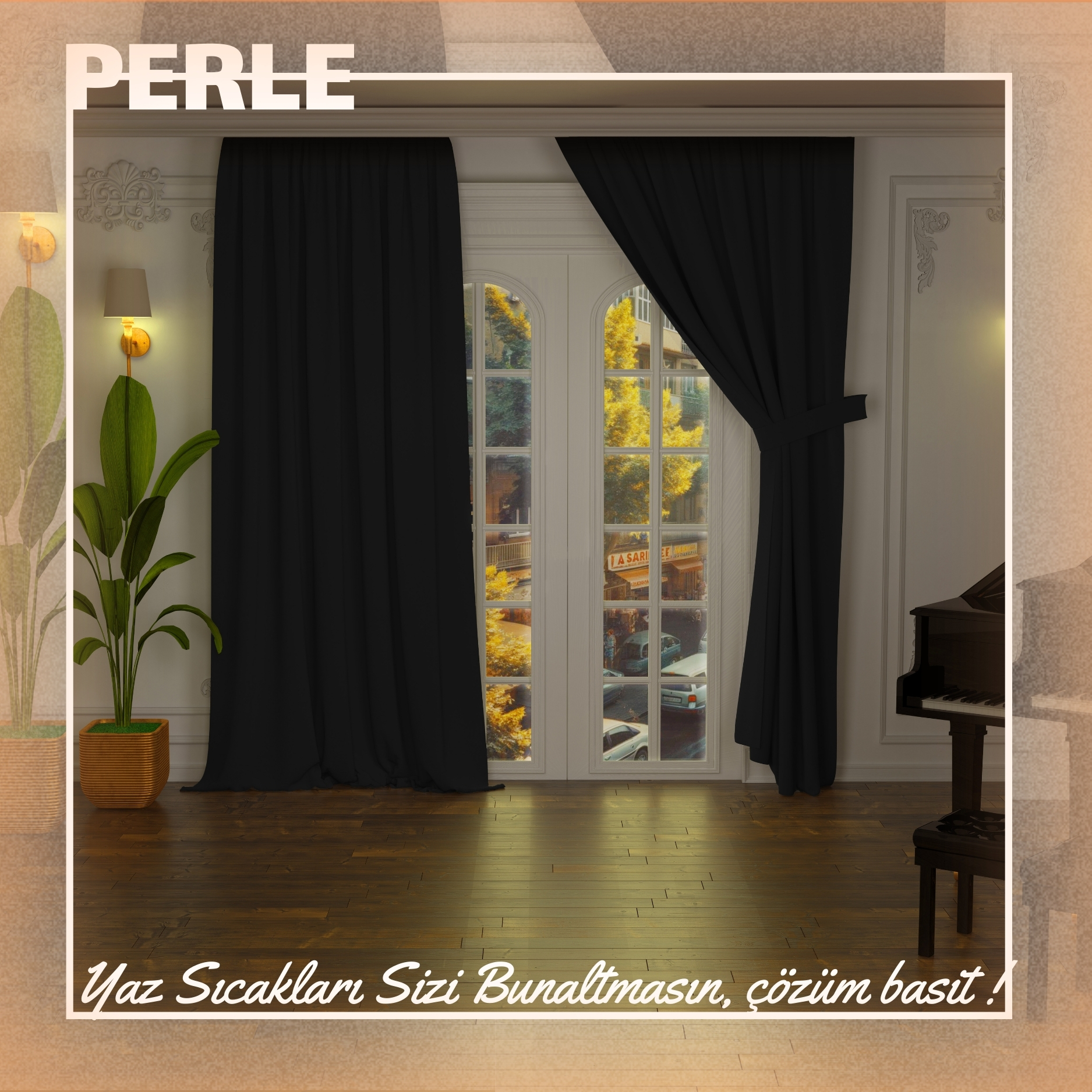 Perle SUPER BLACKOUT SERİSİ TAŞ RENGİ IŞIK GEÇİRMEZ EKSTRAFORLU FON ...