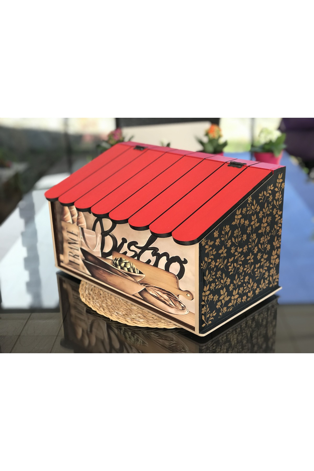 Renk Harmonisi Ahşap Ekmeklik El Ile Boyanmış Ekmek Kutusu 39x23x23’tür ...