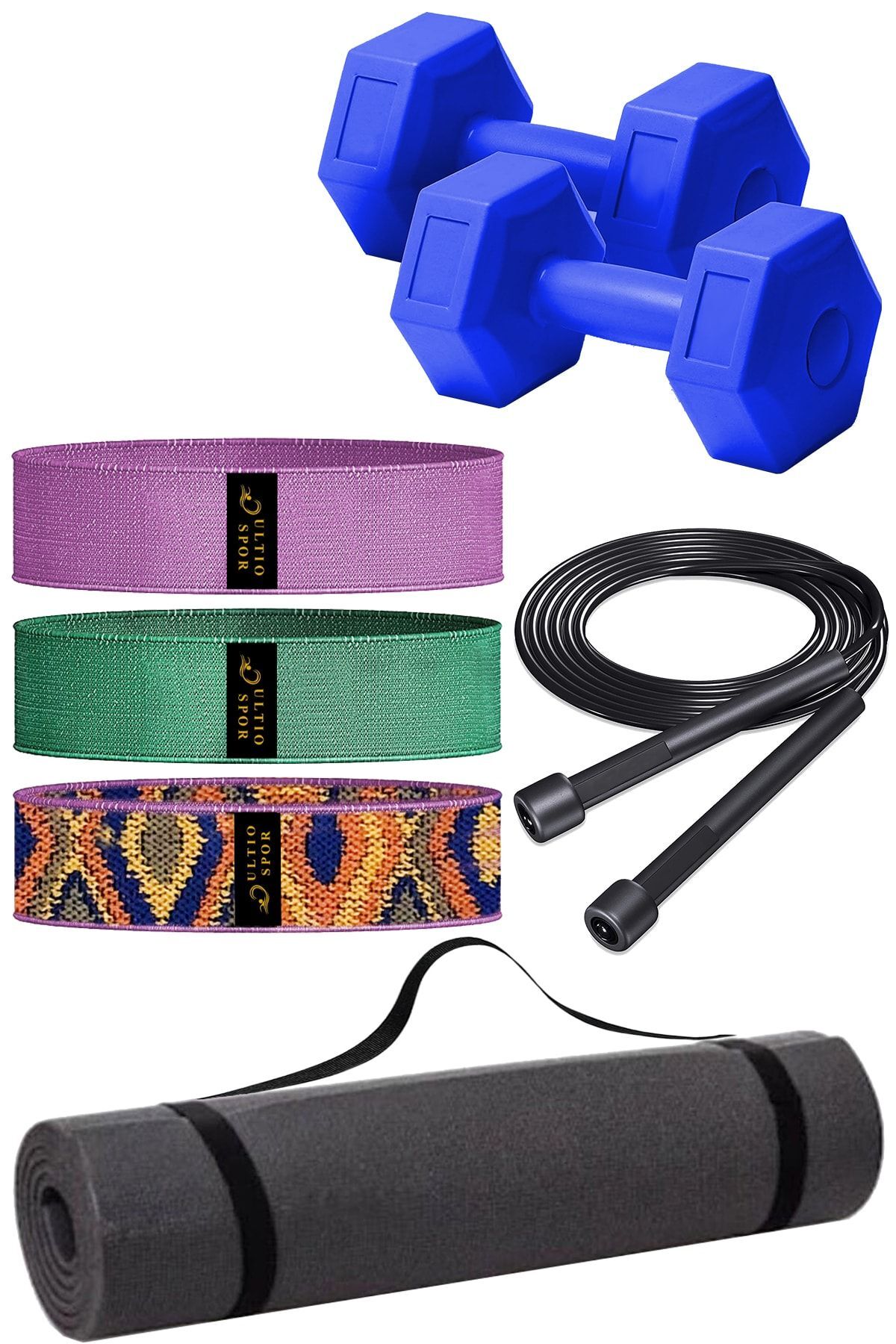 Ultio Spor Süper Pilates Seti Pilates Matı Dambıl Squat Band 4 Çeşit ...