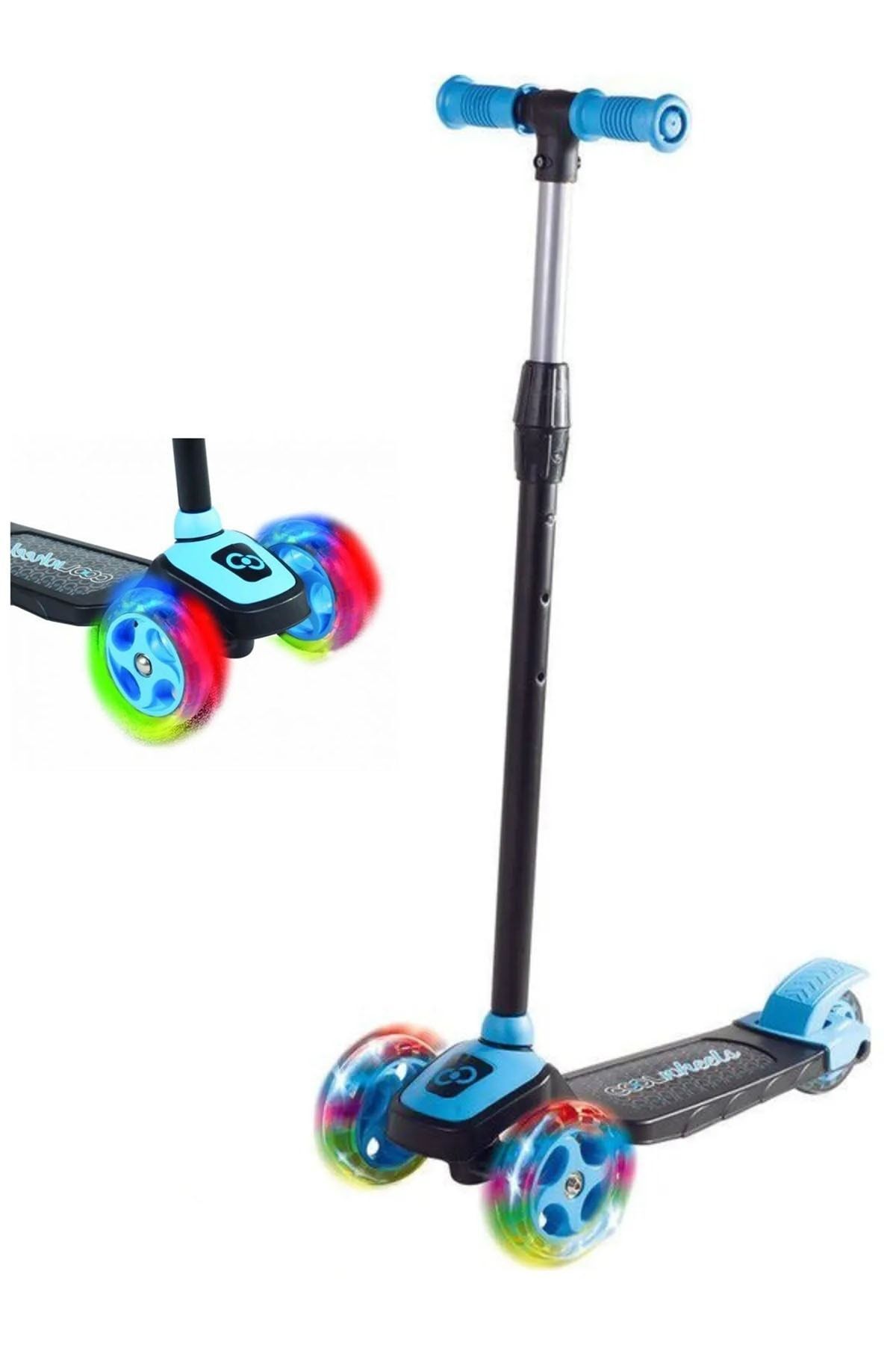 Genel Markalar Mavi Mavi 3 Tekerlikli Işıklı Slikon Teker Twist Scooter ...