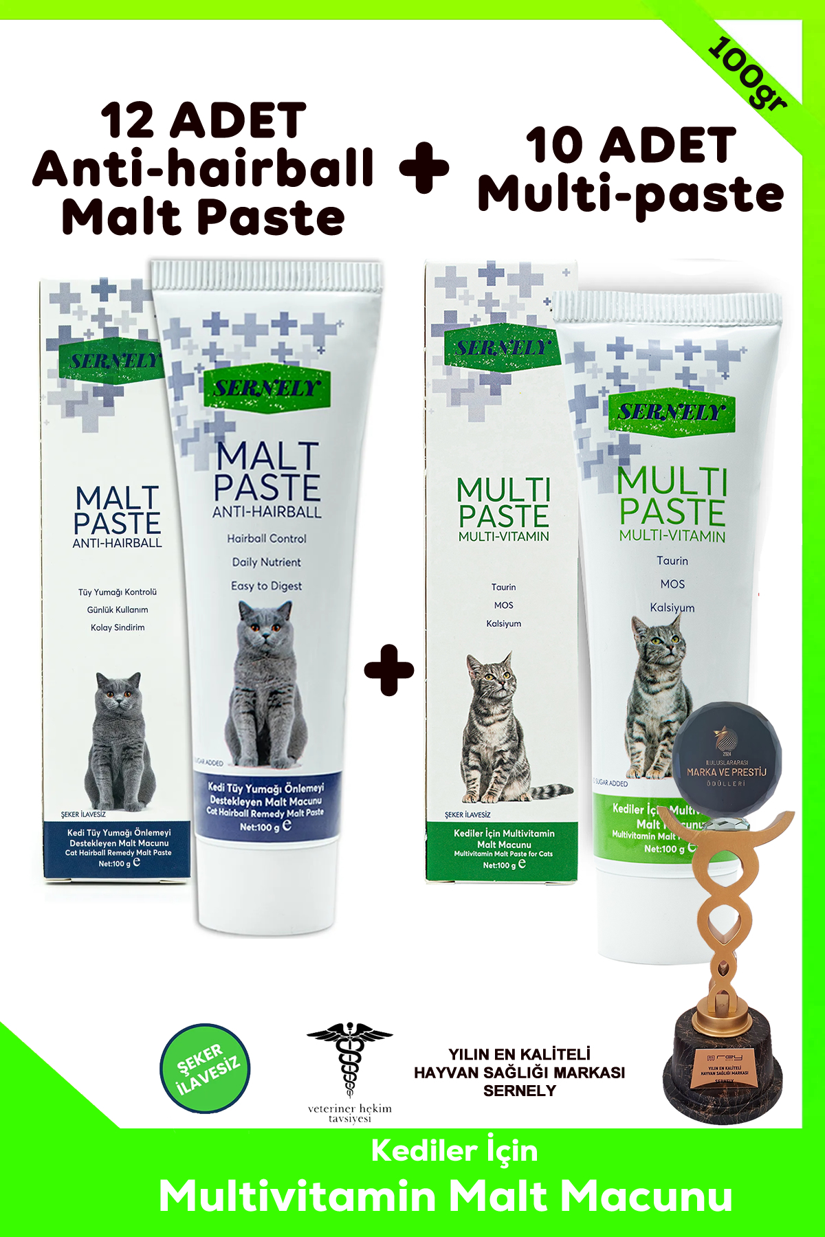 Sernely 12 Adet Anti-hairball Malt Paste + 10 Adet Multi-paste Fiyatı ...