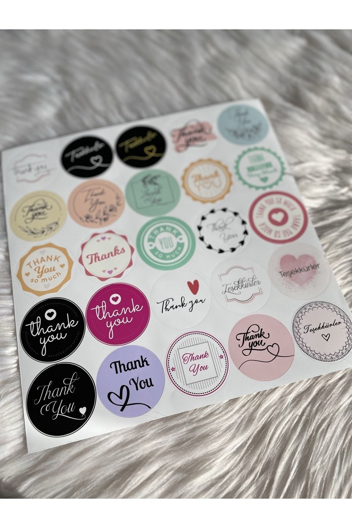 eylülün etiket fabrikası Thank You Set Opak Sticker - (2 SET / 50 ADET ...