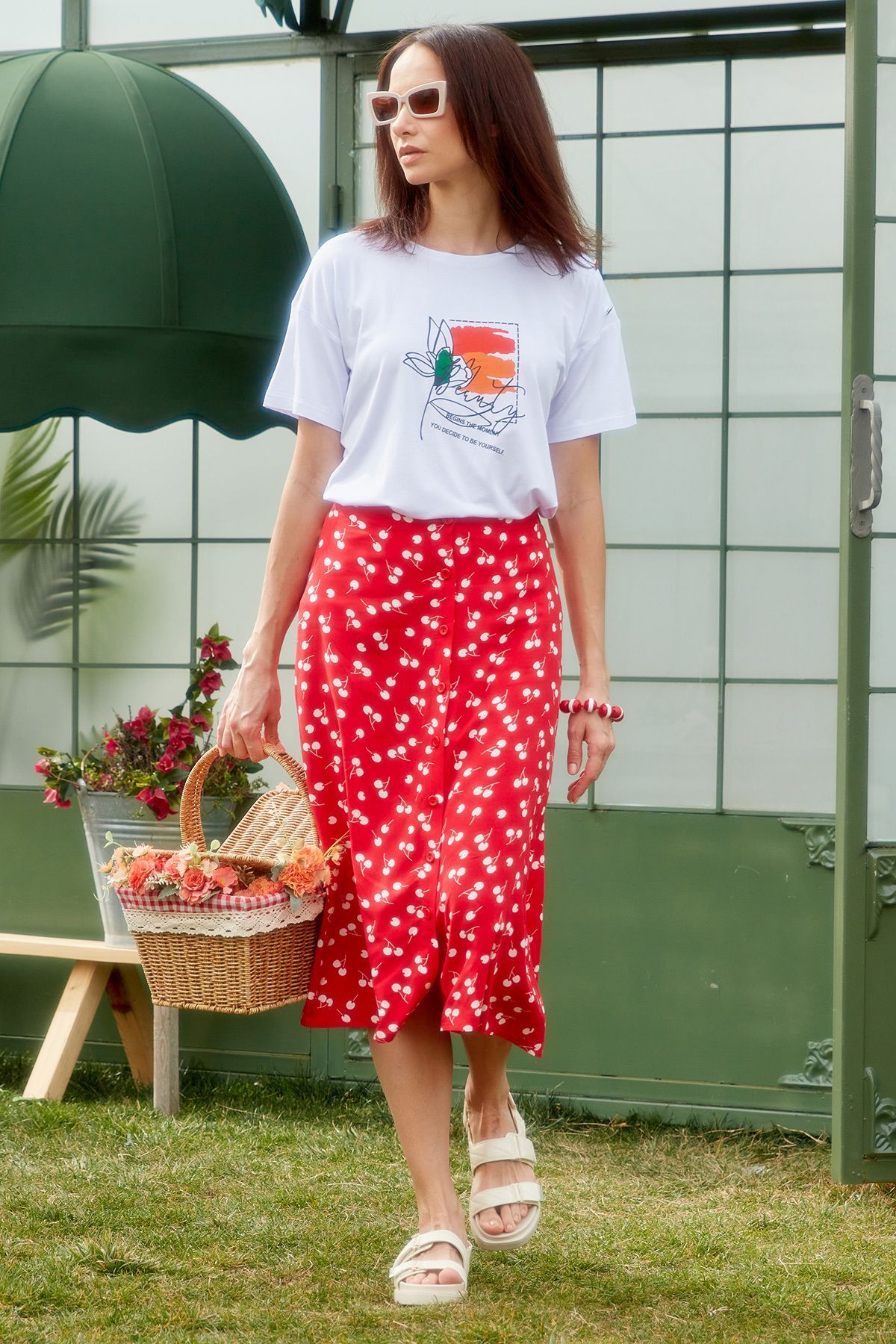 Sementa Desenli Uzun Viskon Etek - Kırmızı Fiyatı, Yorumları - Trendyol