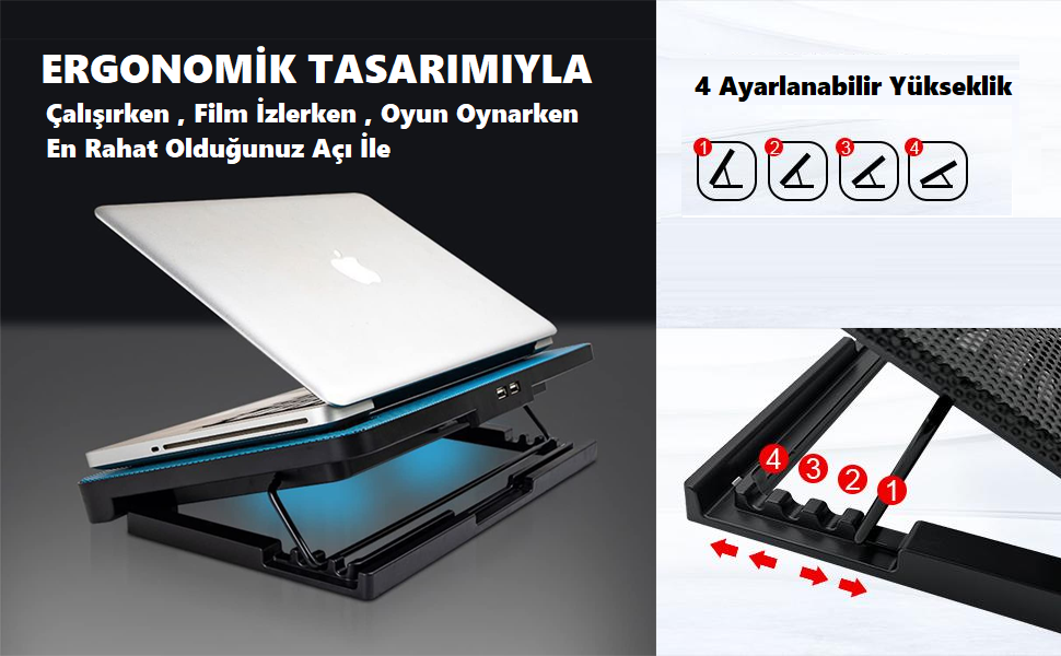 Revenge N99 Çift Fanlı Laptop Soğutucu Led Işıklı Ayarlanabilir Dizüstü ...