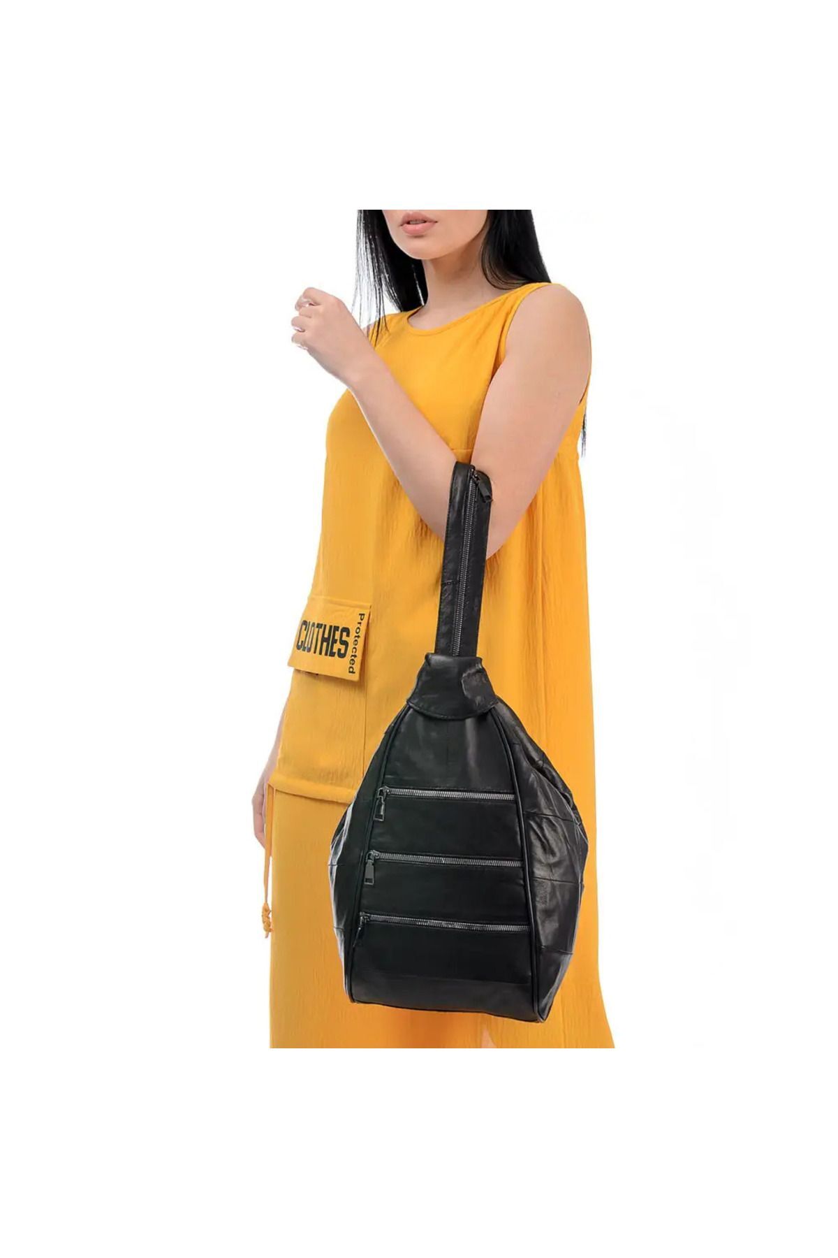 Erzeno Hakiki Deri Sırt ve Omuz Çantası ( Siyah Maymun Model ) - Fiyatı ...