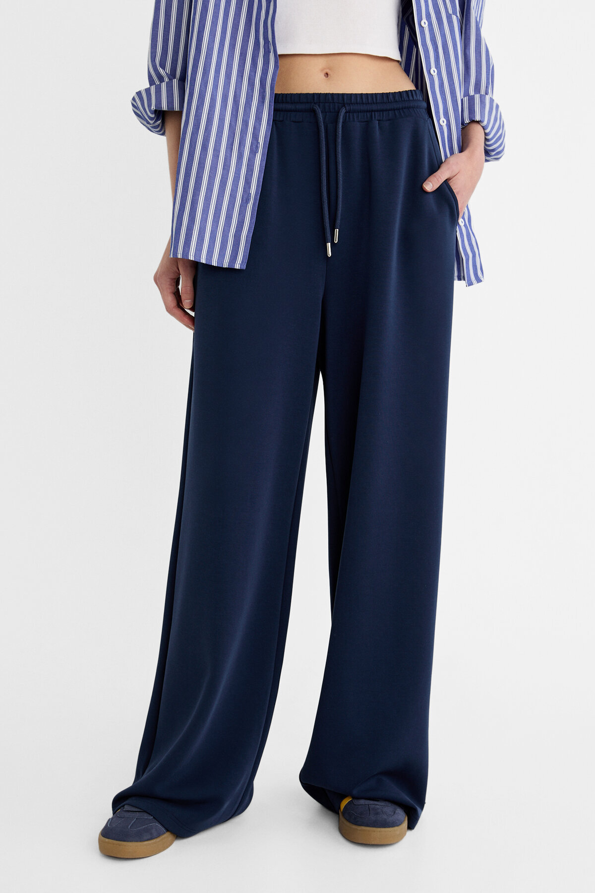Stradivarius Palazzo Pants With Soft Texture - Trendyol