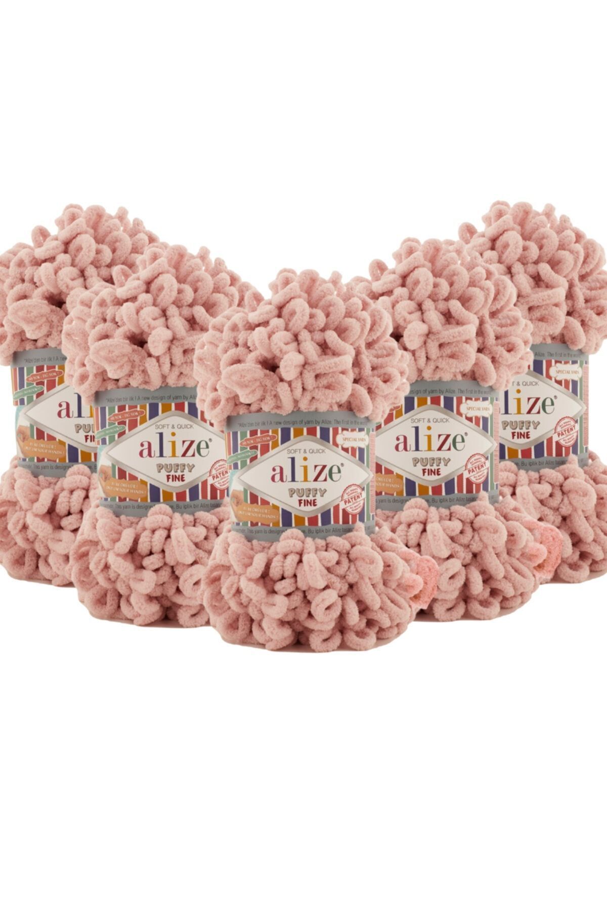 Alize Fine (ince Ilmekli ) El Örgü Ipliği 5'li Paket - 161 Pudra - 100 Gr. 14.5 Mt. Parmak Örgü ...