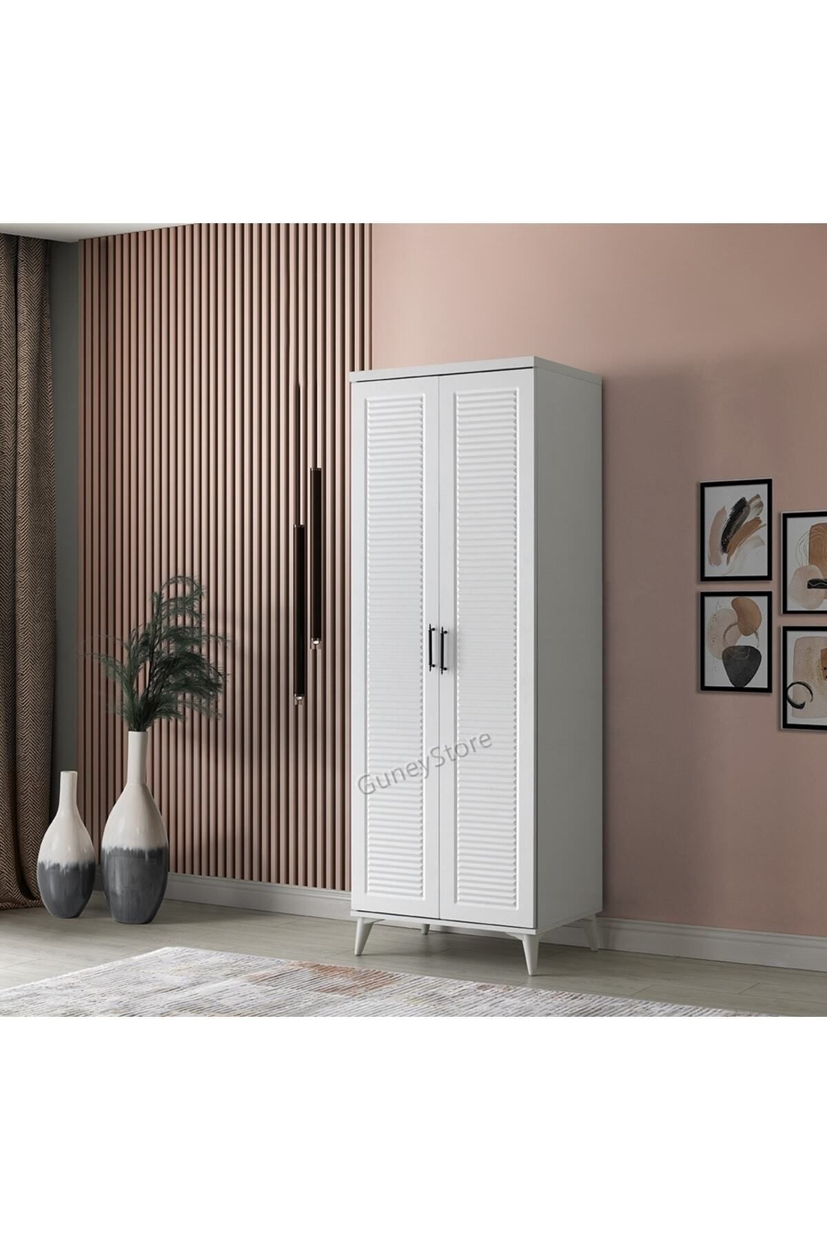 GuneyStore Ücretsiz Montaj Komple Mdf Paris 2 Kapaklı Beyaz Gardırop ...