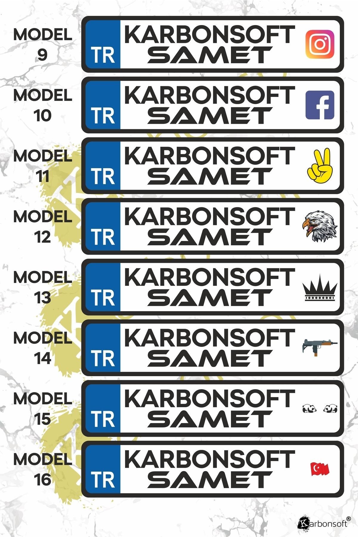 karbonsoft Kişiye Özel Ahşap Dekor Plaka, Araba Plaka, Isimli Plaka, Cam Önü Plakası, Aksesuar ...